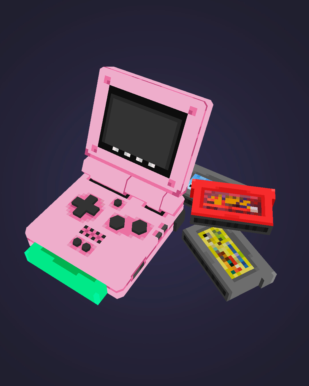 ArtStation - GameBoy Advance SP - 3D Pixel Art