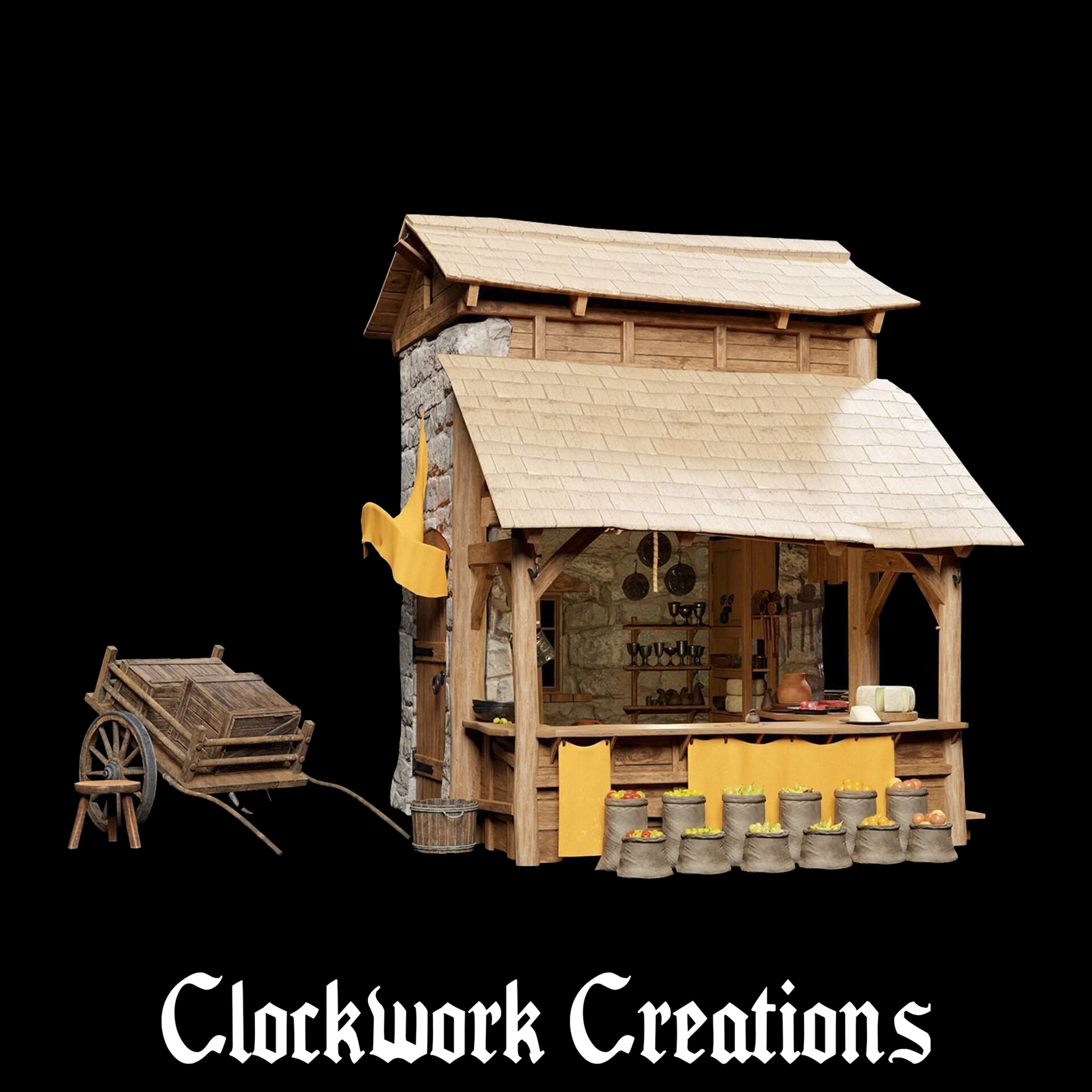 ArtStation - Medieval Goods Stall Market