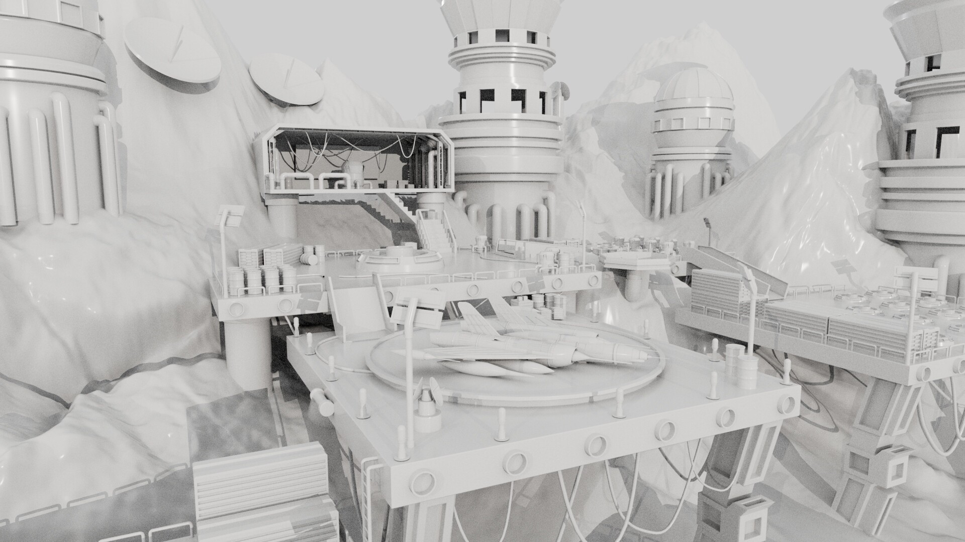 ArtStation - Sci Fi Mountain Base