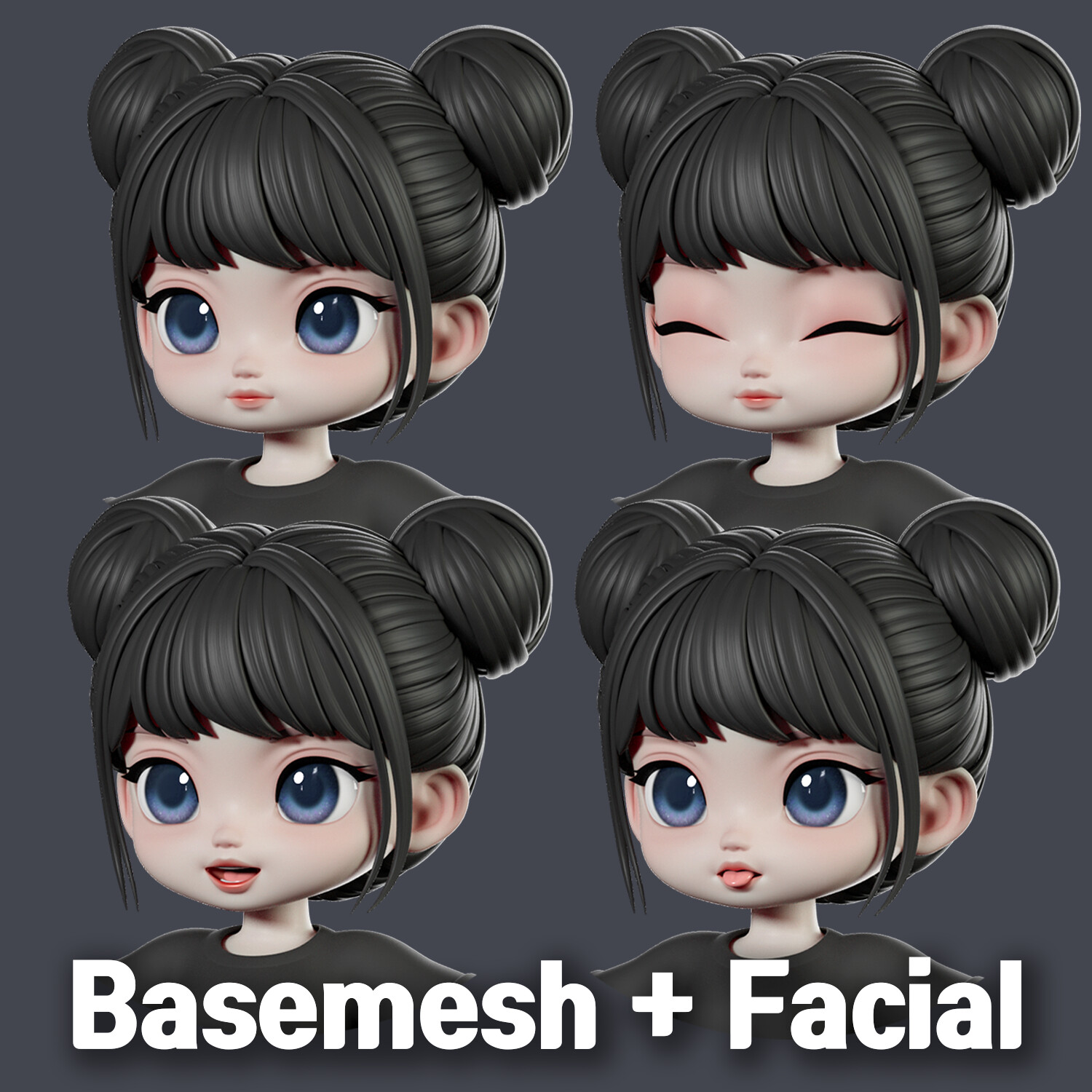 ArtStation - Elia Basemesh wtih Facial Expressions