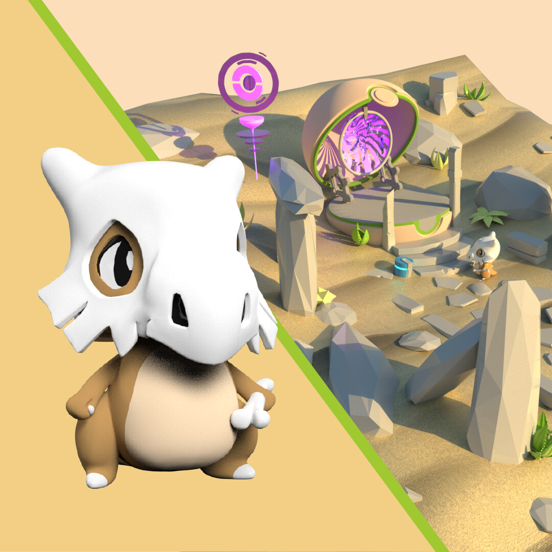 ArtStation - 3D project - a pokemon micro environment with cubone - 3DsMax - Interpretations of ...