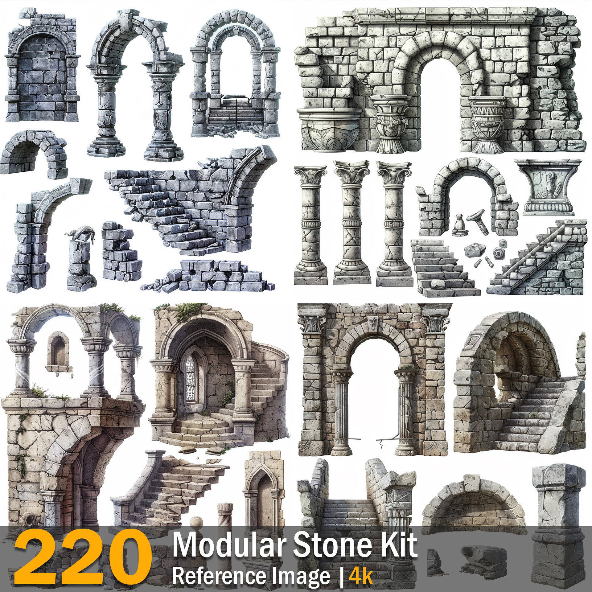 ArtStation - Modular Stone Kit | Reference Images | 4K