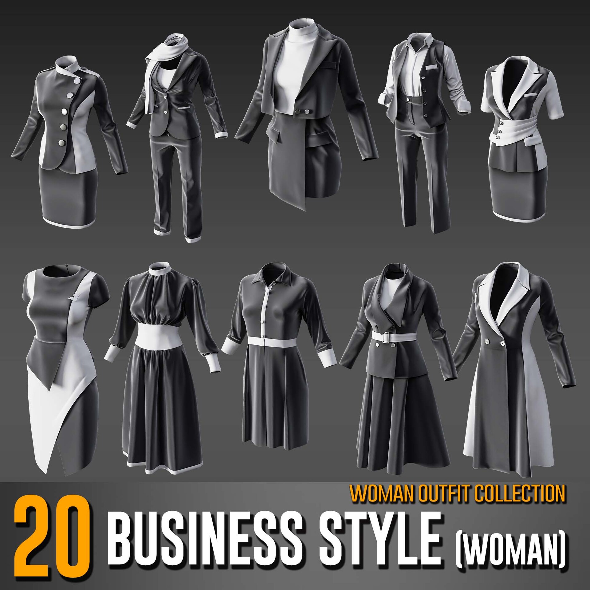 ArtStation - 20 Woman's Business Style Wear Collection- VOL 16