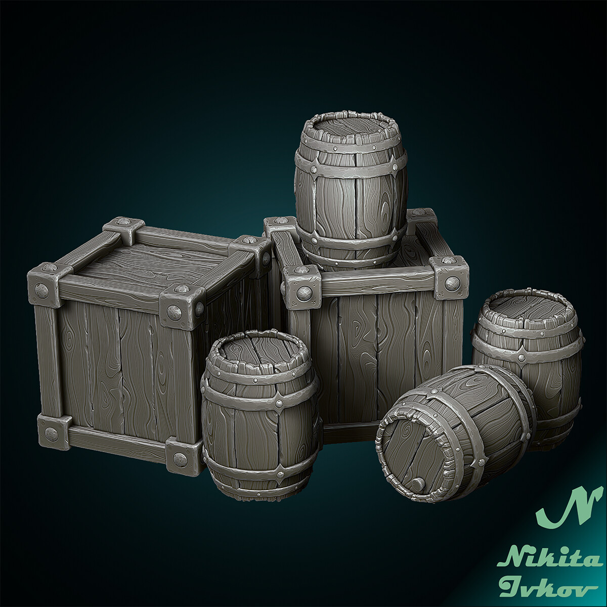 ArtStation - Stylized Barrels