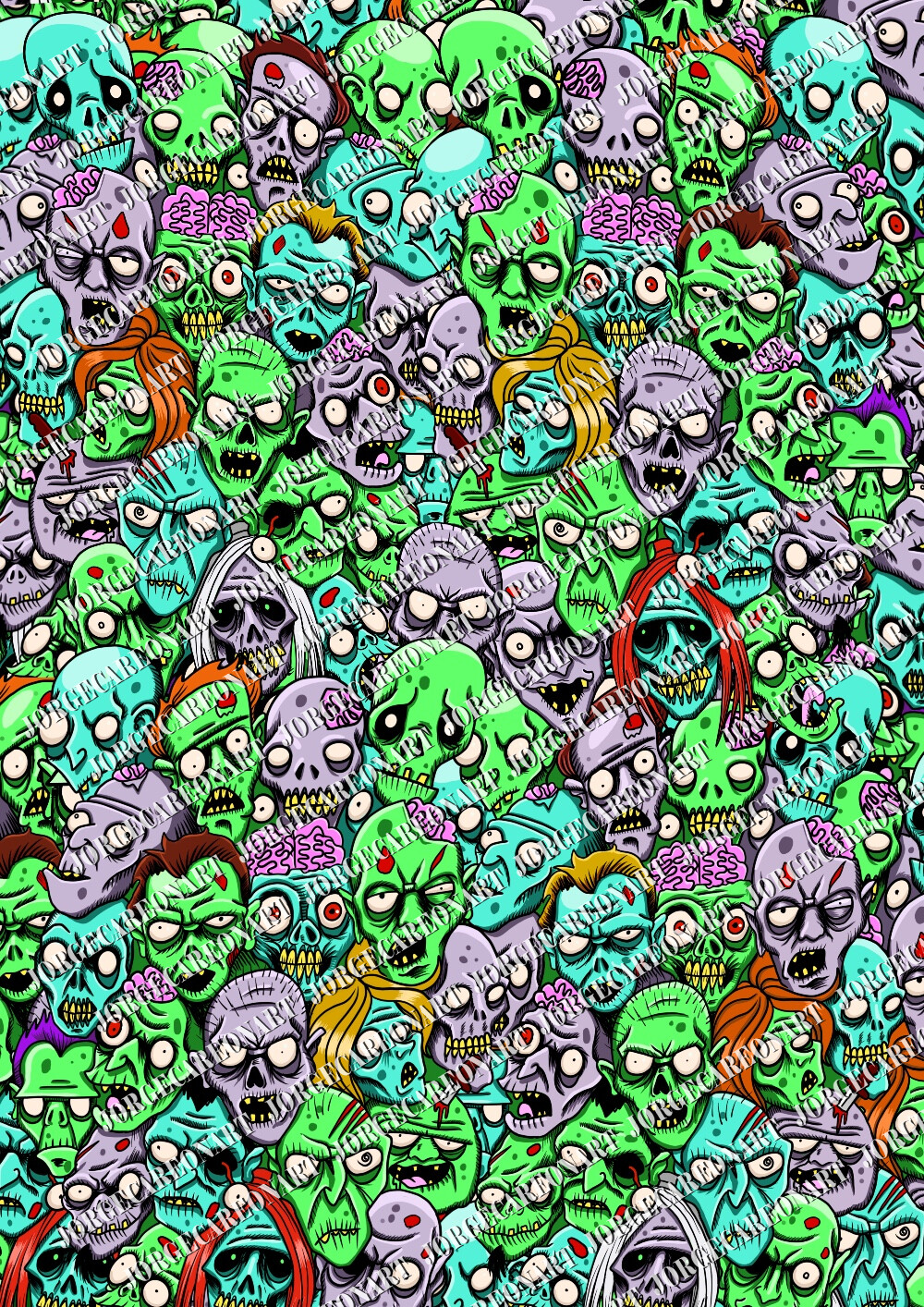 ArtStation - Cartoon zombies pattern