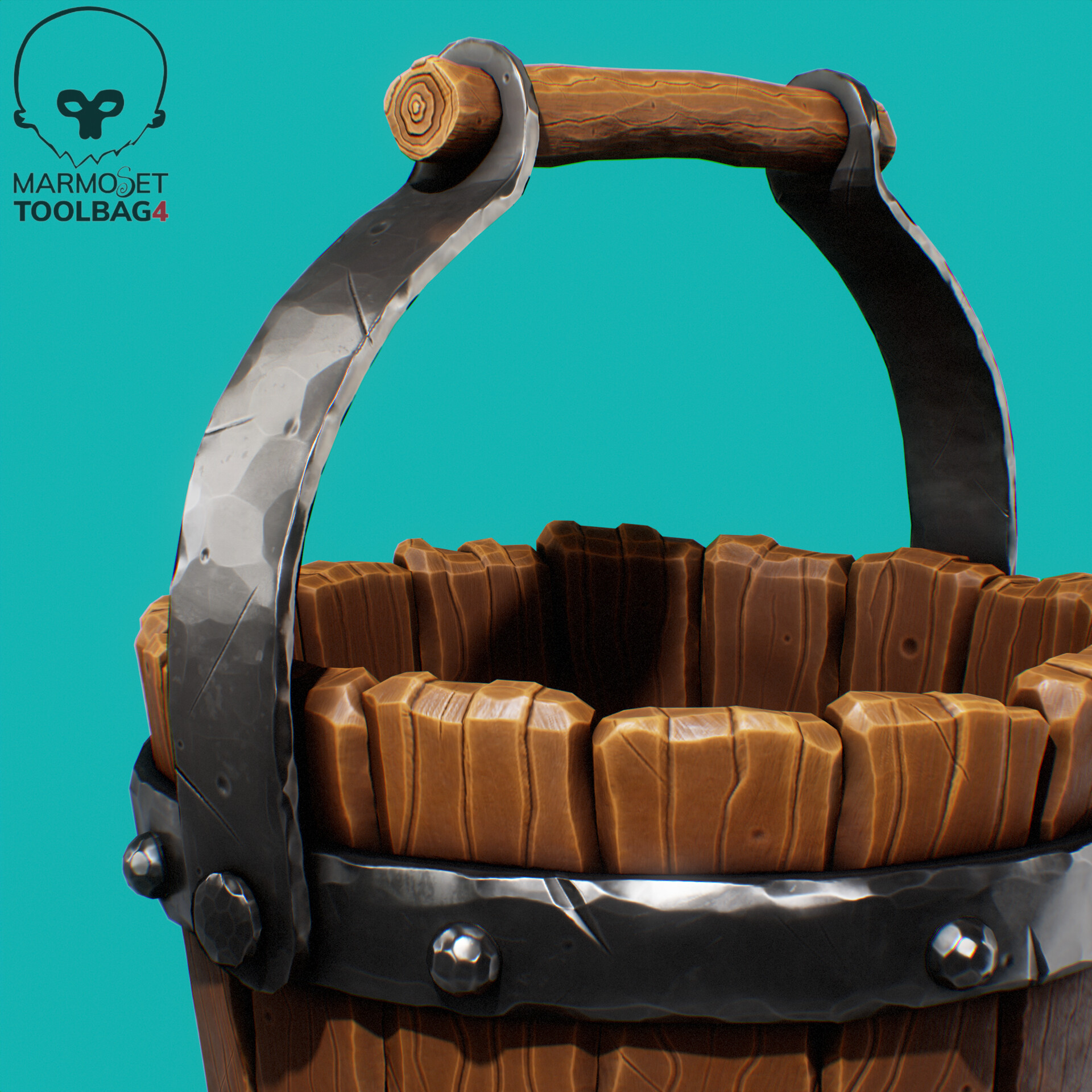 ArtStation - Stylized Wooden Bucket