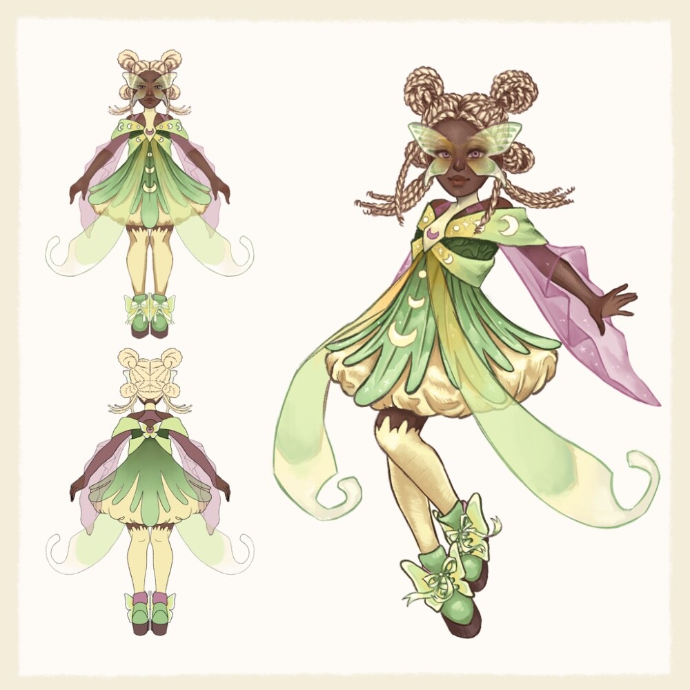 ArtStation - Character Concept Turnaround - Luna Moth Magical Girl