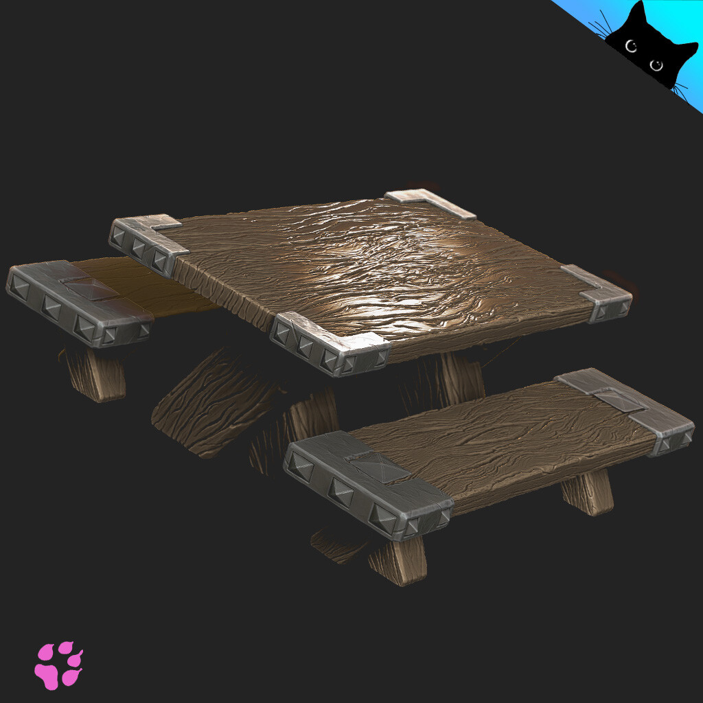 ArtStation - STYLIZED TABLE & BENCHES