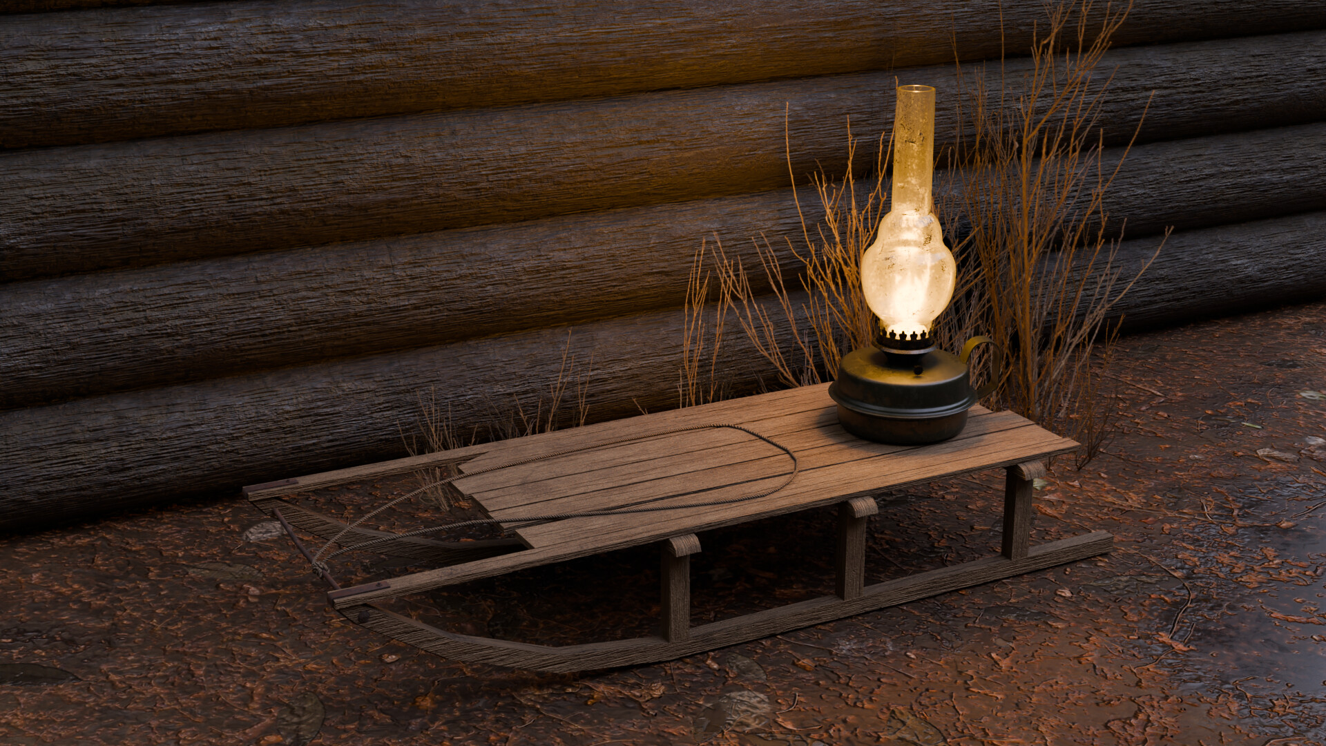 ArtStation - Sledge and lamp WW2