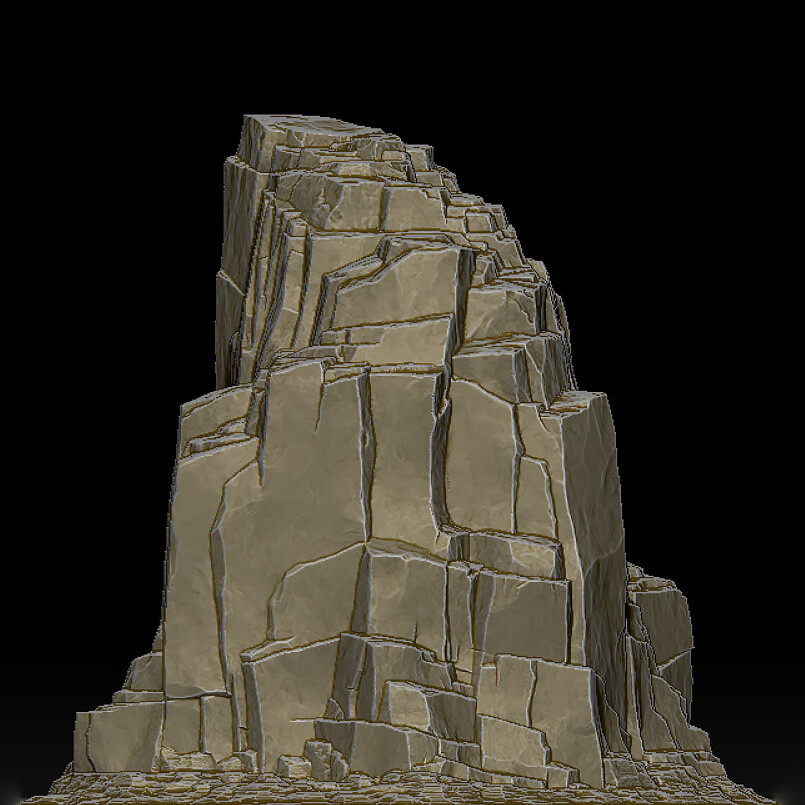 ArtStation - Stylized mountain/cliff sculpt in progress
