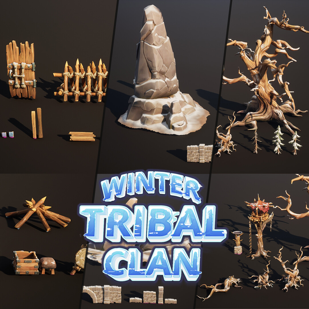 ArtStation - Modular Asset - Winter Tribal Clan (Stylized PBR 3D Environment)