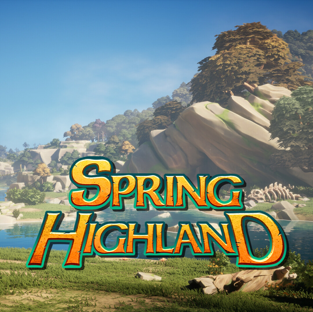 ArtStation - Full ENV - Stylized Spring Highland (Stylized PBR 3D ...