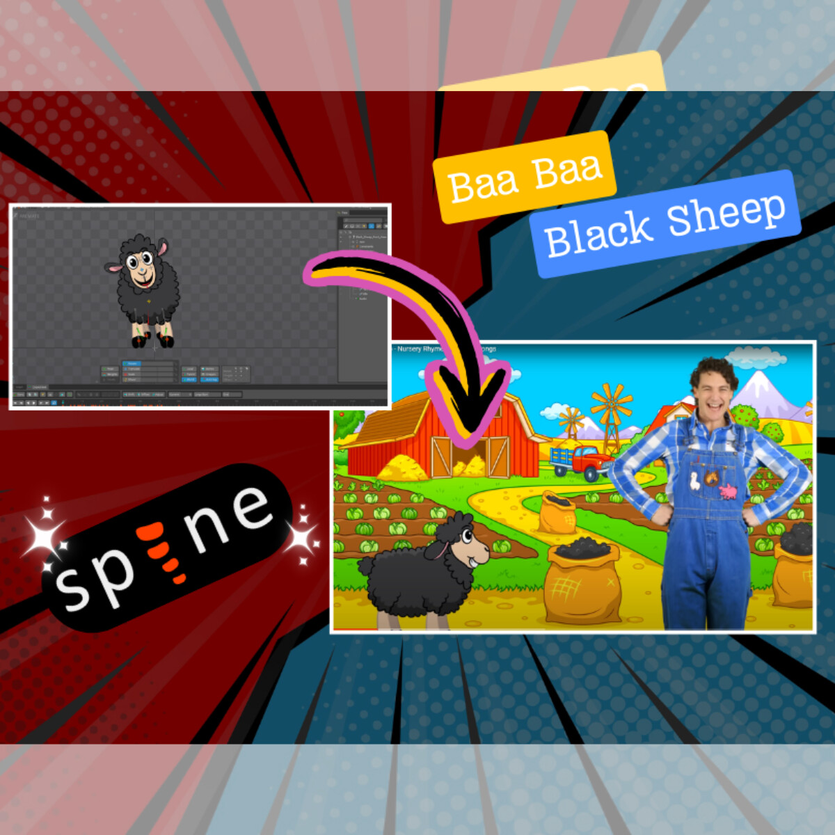 Amol Lokare - Baa Baa Black Sheep Kids Song Spine Animation