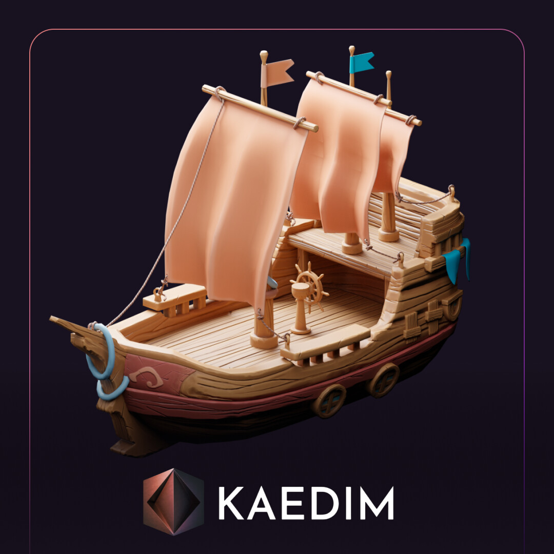 Kaedim - Pirate Ship | 3D Stylised Game Asset | Kaedim