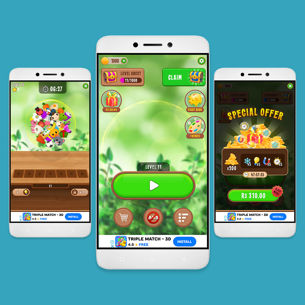 ArtStation - Triple Match Bubble 3D - Game UI/UX Design GUI