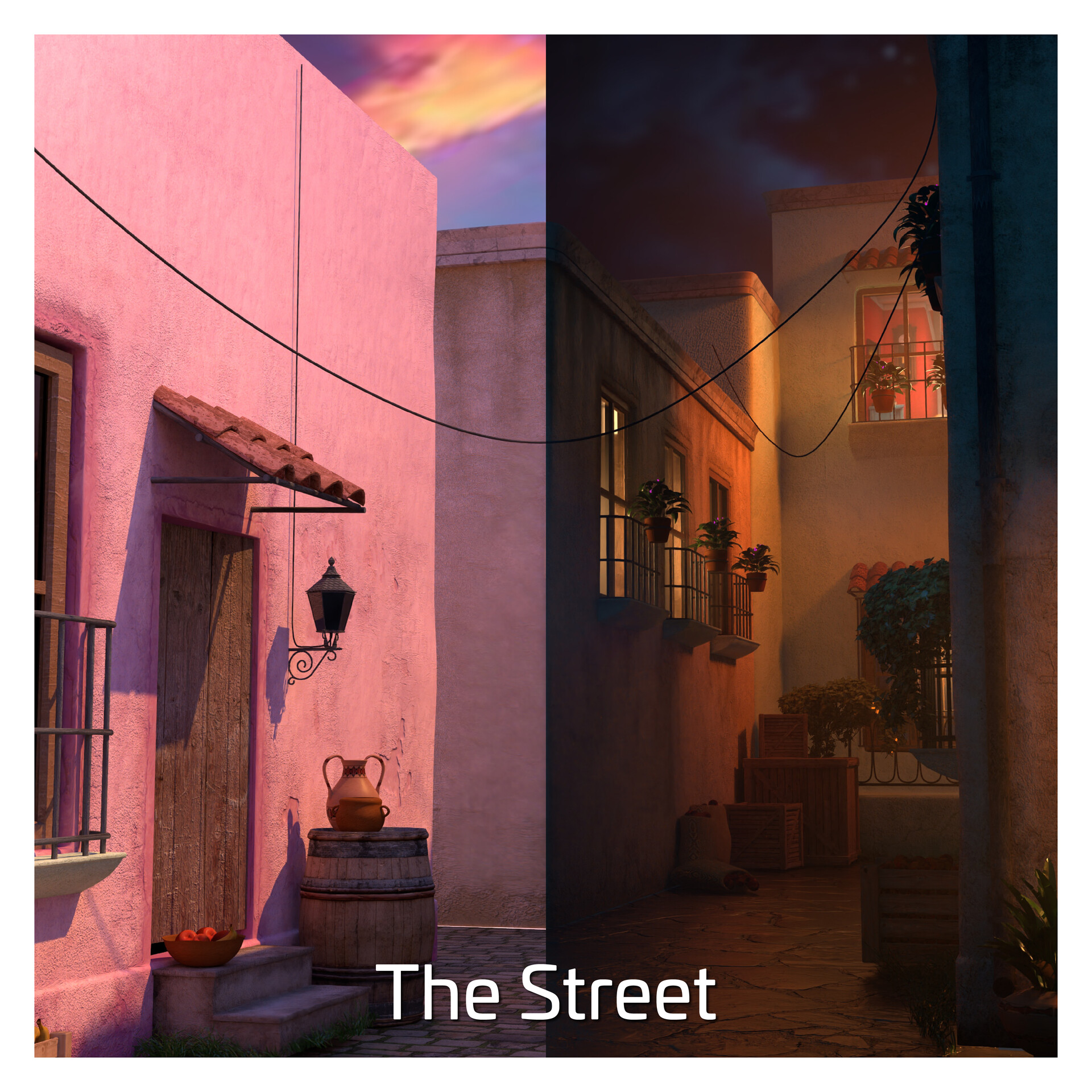 ArtStation - Urban Streets: A Tale of Day and Night