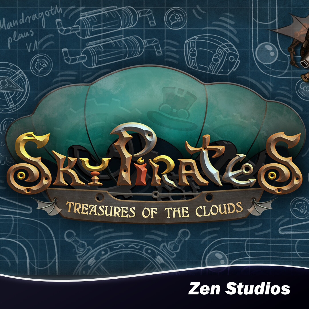 Zizu - Sky Pirates key art and logo design, animation - Zen Studios