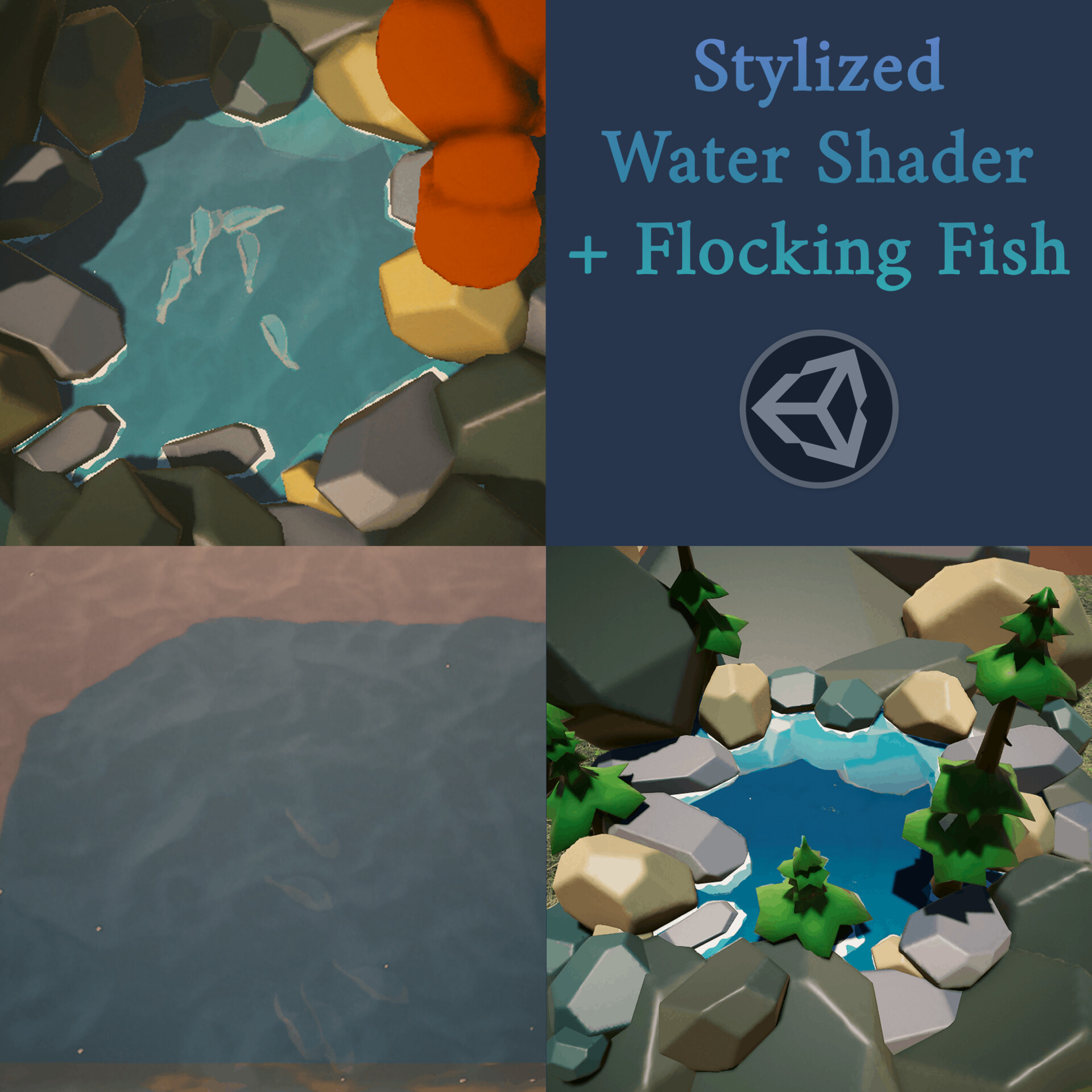 ArtStation - Stylized Water Shader + Flocking Fishes (Unity)