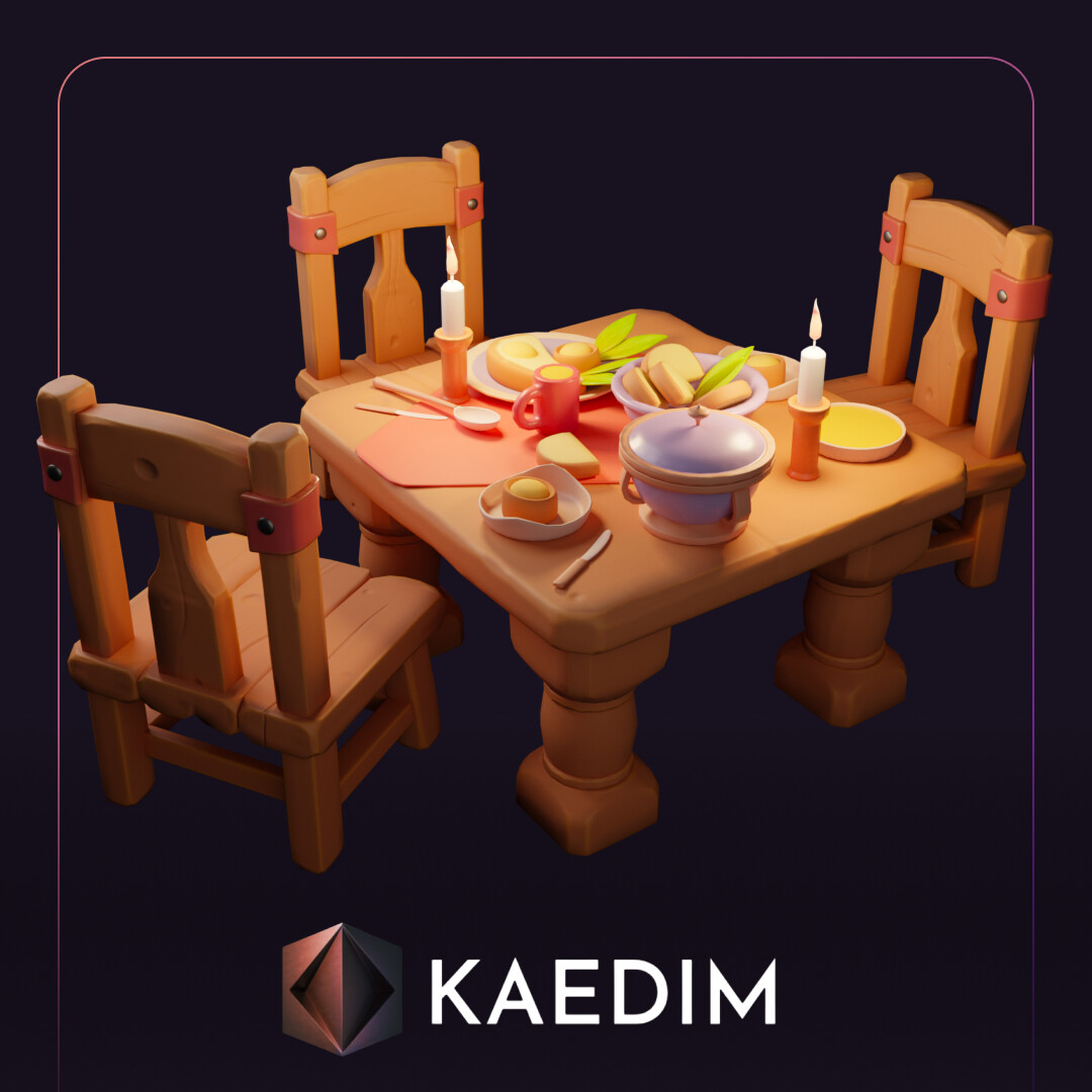 Kaedim - Dining Set | 3D Stylised Game Asset | Kaedim
