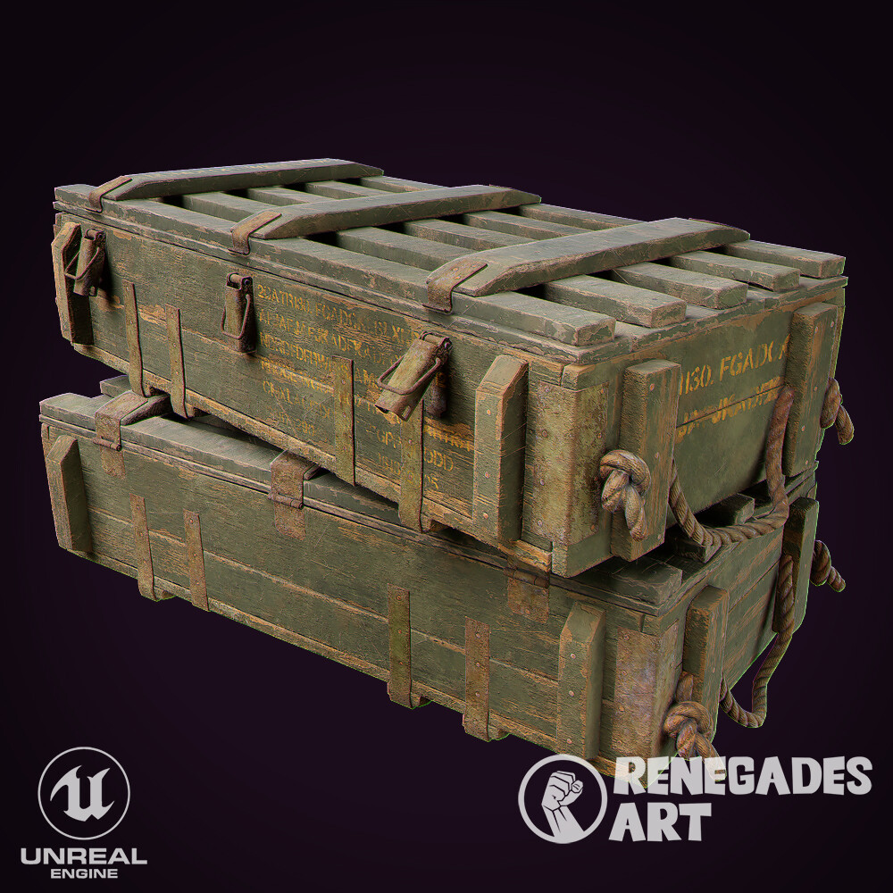 ArtStation - Wooden ammo Crate box
