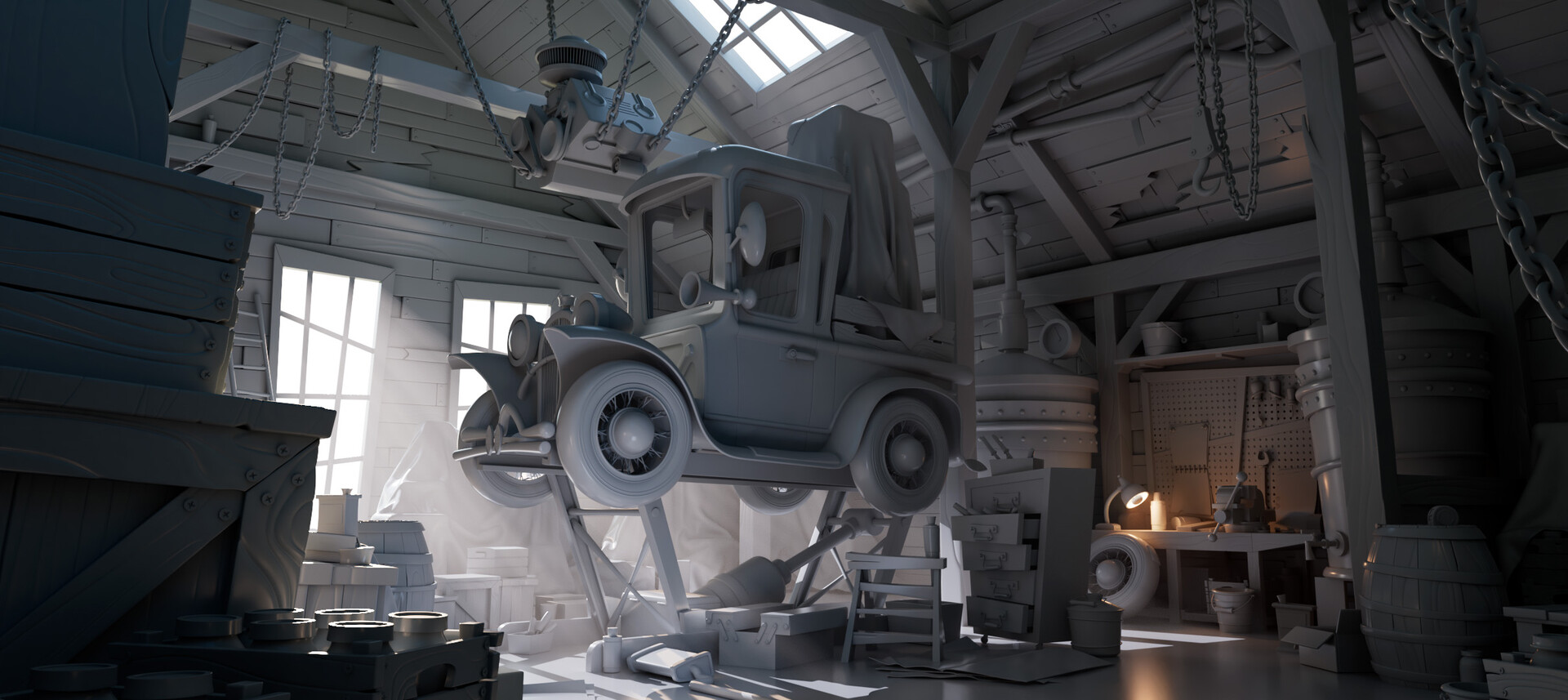 ArtStation - Moonshine Mysteries Bootlegger Garage (Concept From ...