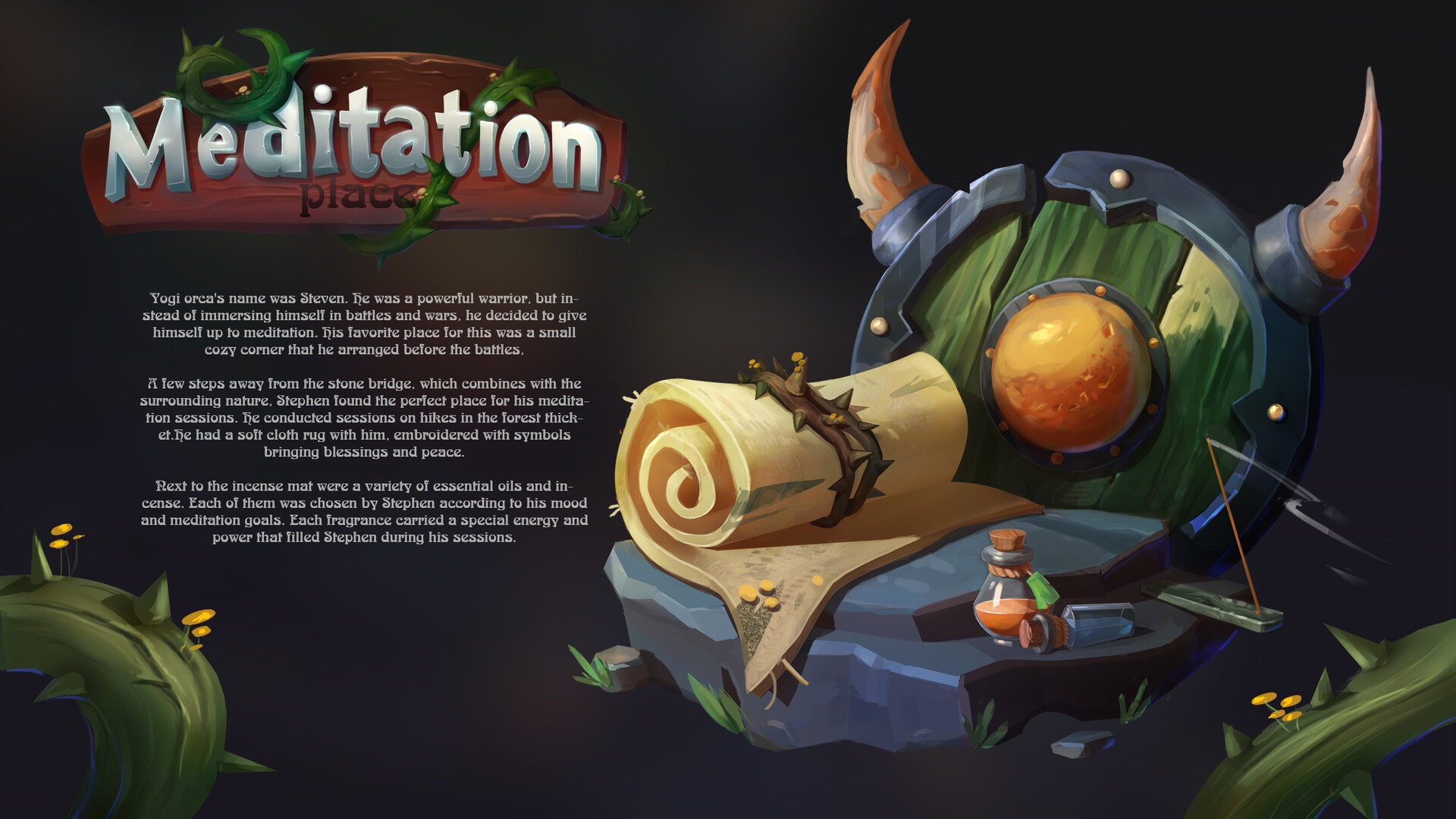 ArtStation - Orc Meditation Corner Concept + Temple Illustration