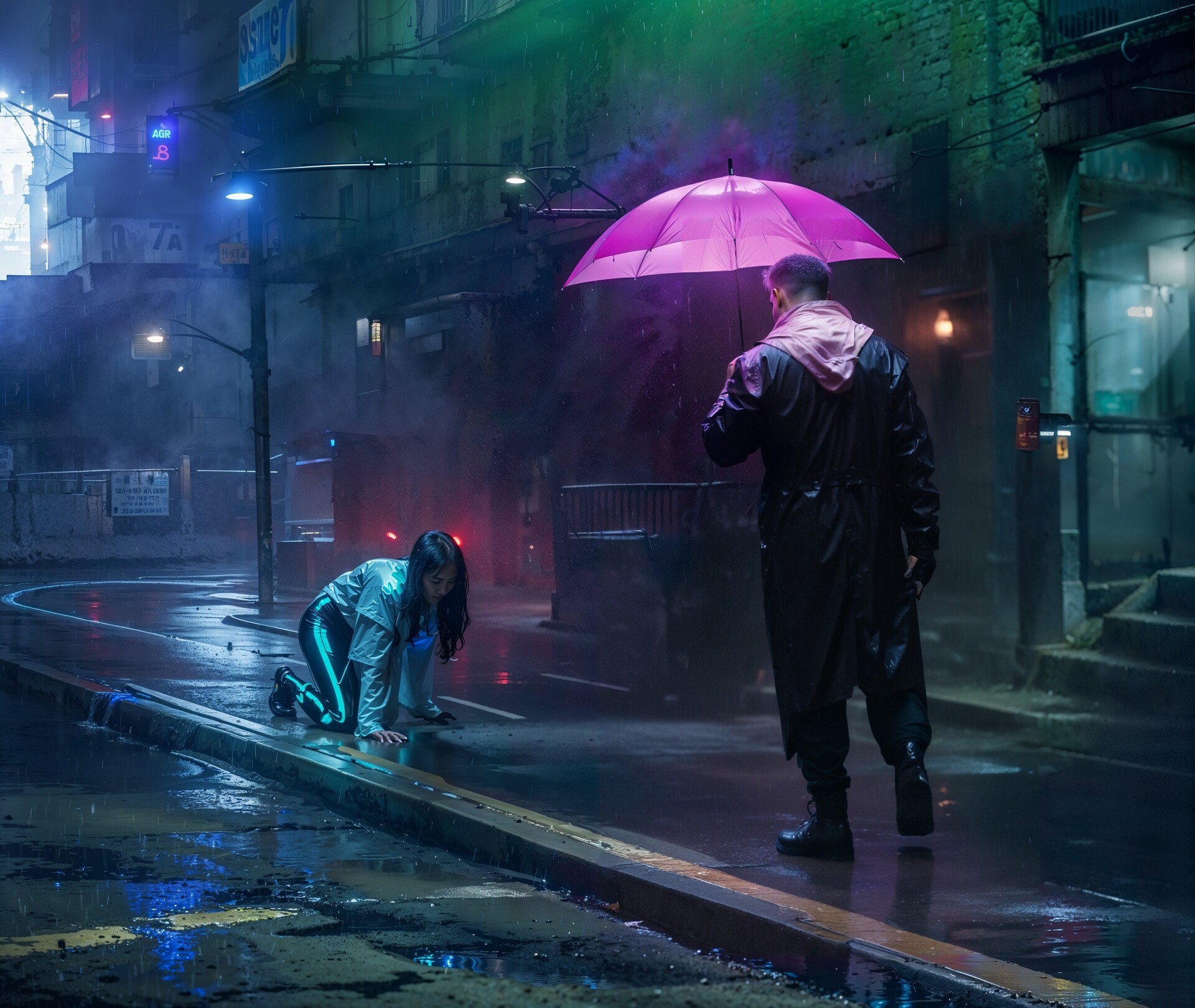 ArtStation - In the rain - Cyberpunk Dreams