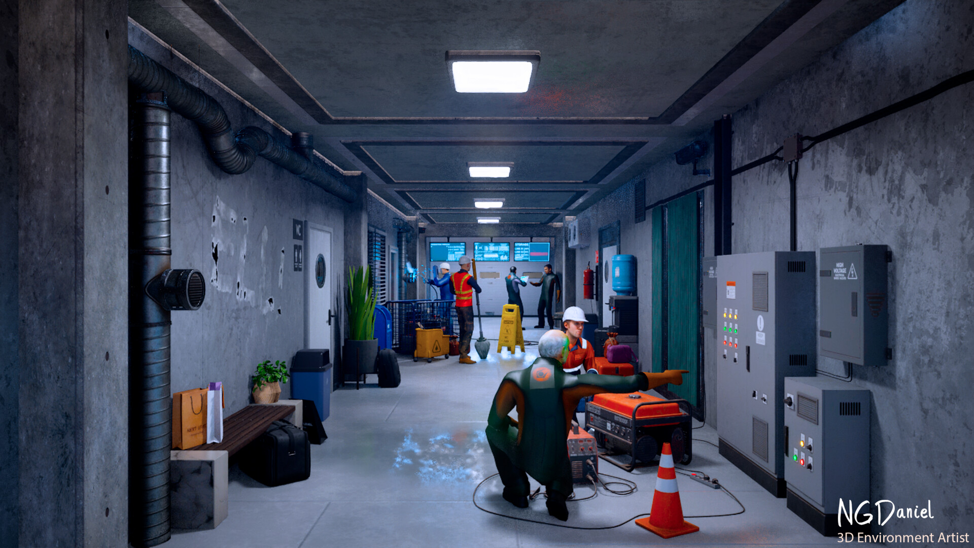 ArtStation - Maintenance Corridor | Unreal Engine 5.3 | Lumen & Nanite