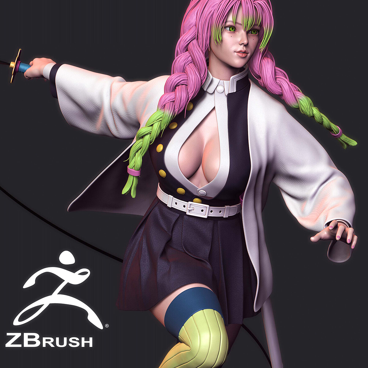 ArtStation - Mitsuri Kanroji - WIP