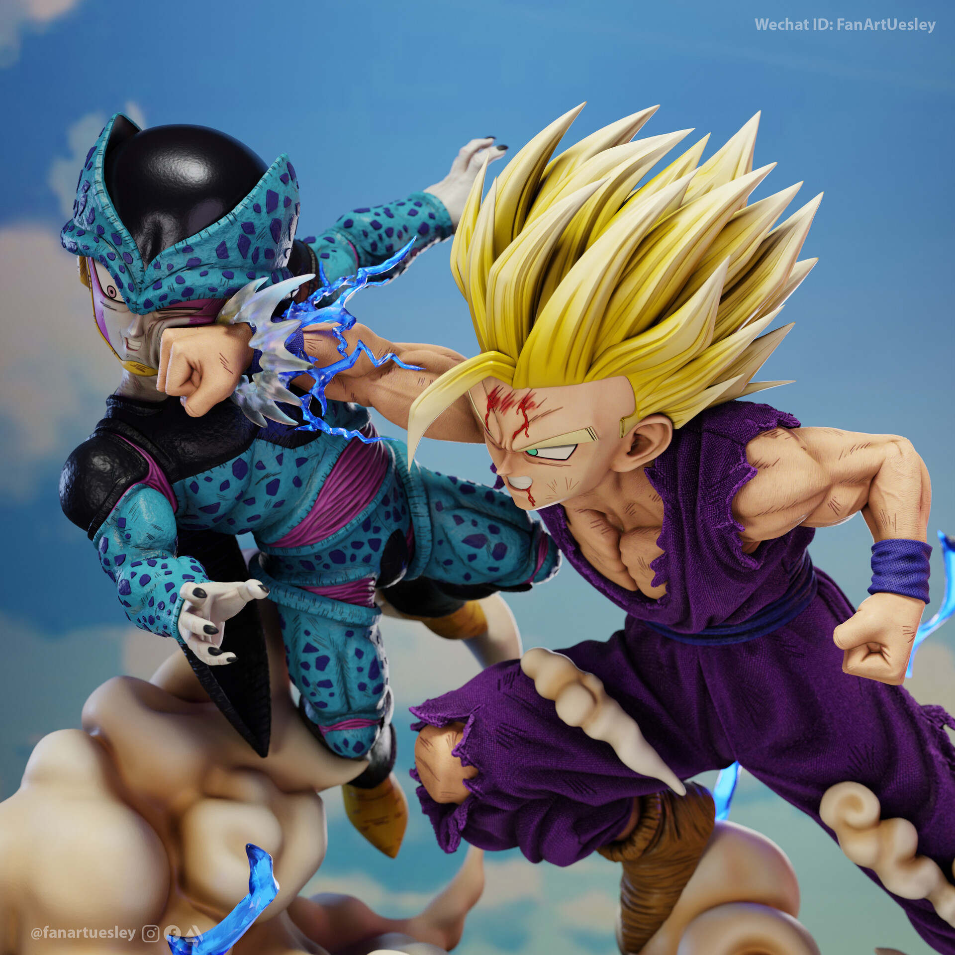 ArtStation - Gohan Vs Cell Jr.
