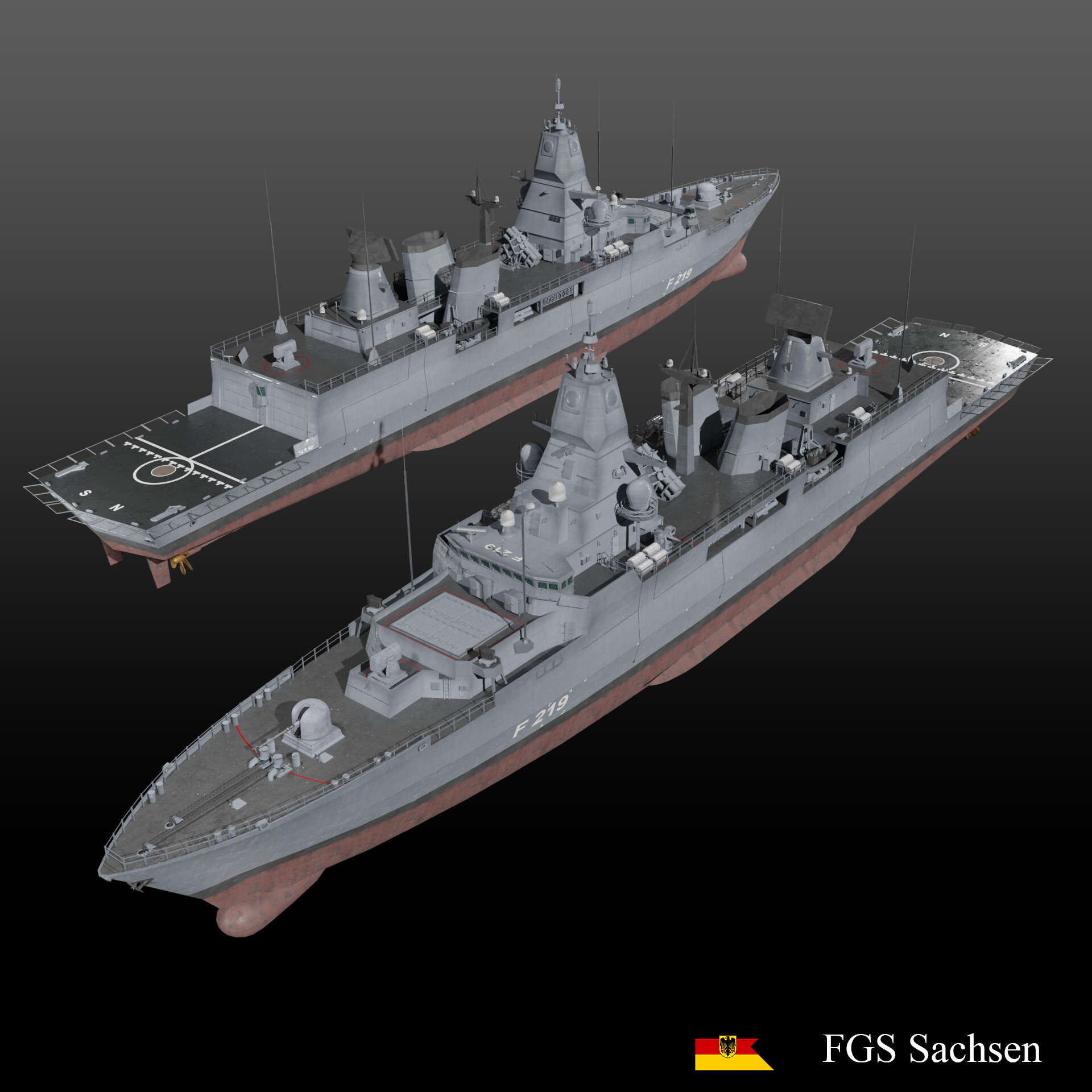 ArtStation - F124 Sachsen class frigate (game-ready)