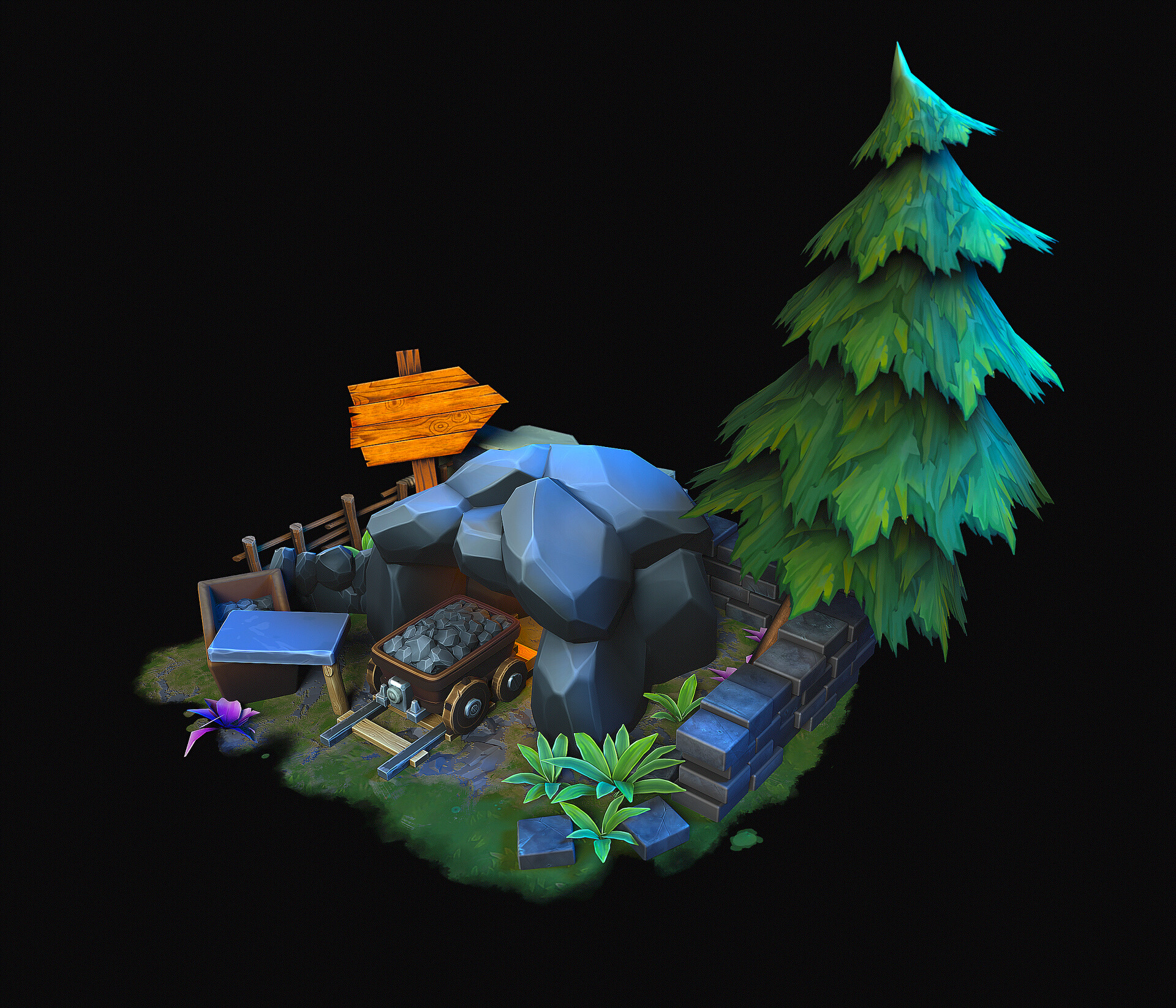 ArtStation - Stylized Mine Shaft