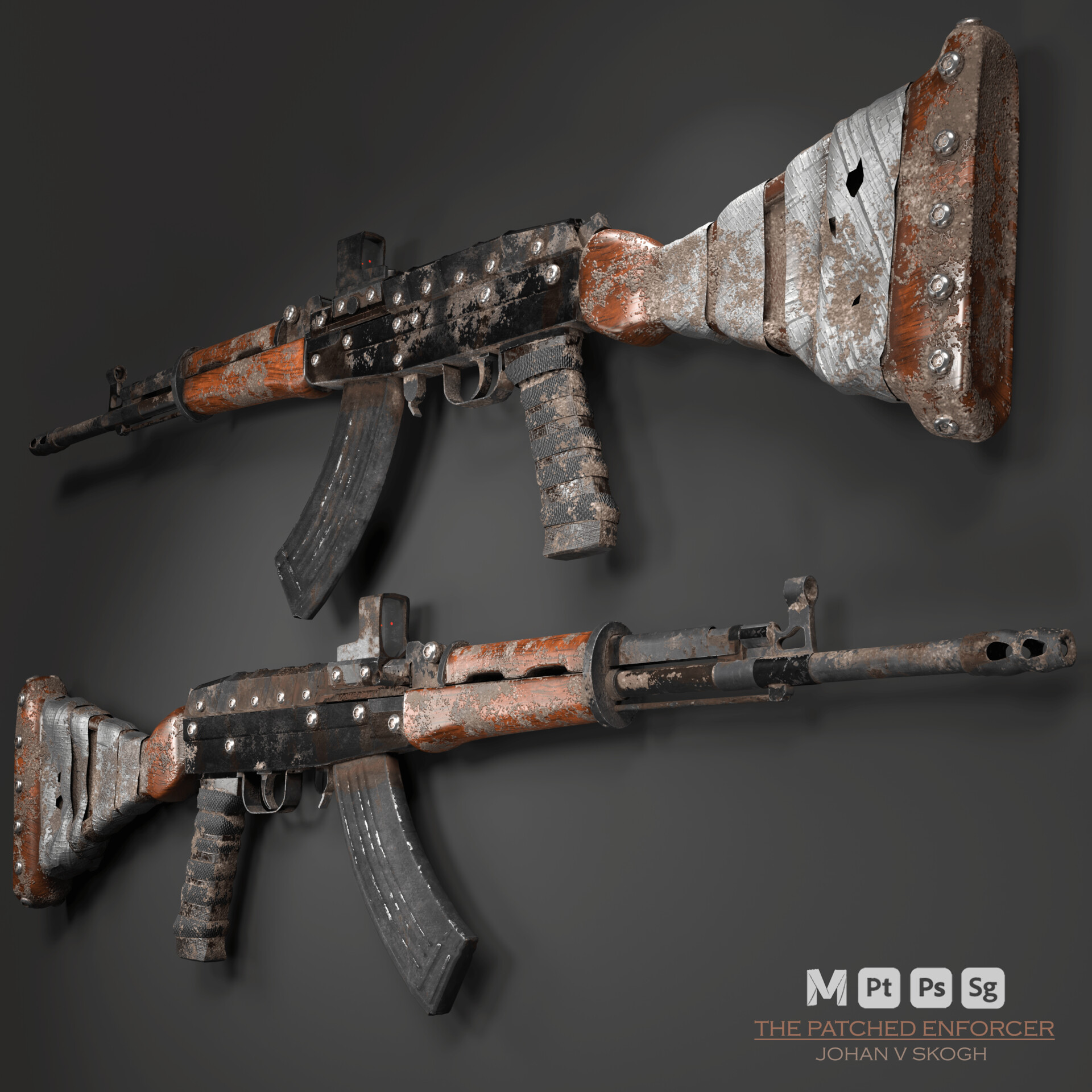 ArtStation - The Patched Enforcer: Dust & Tape Modified AK - 3D Model