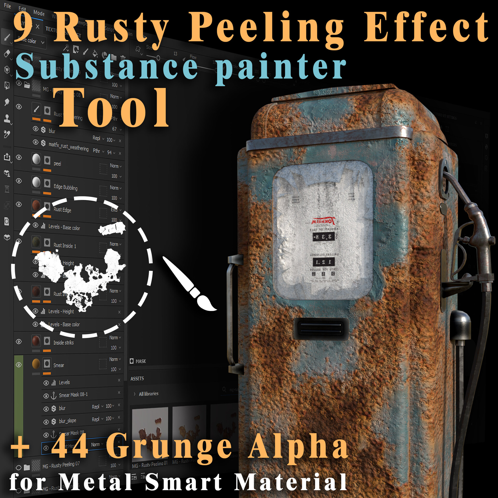ArtStation - 9 Rusty Peeling Effect Tool for Metal Smart Material in Substance Painter + 44 ...