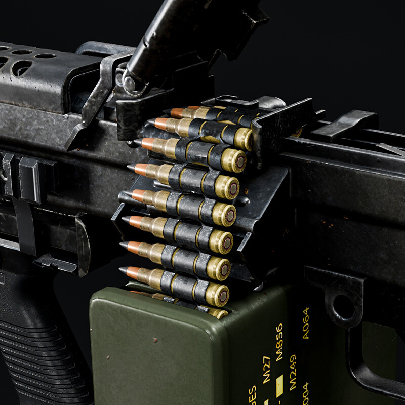 ArtStation - M249 Weapon - Game Ready (Specular Setup)
