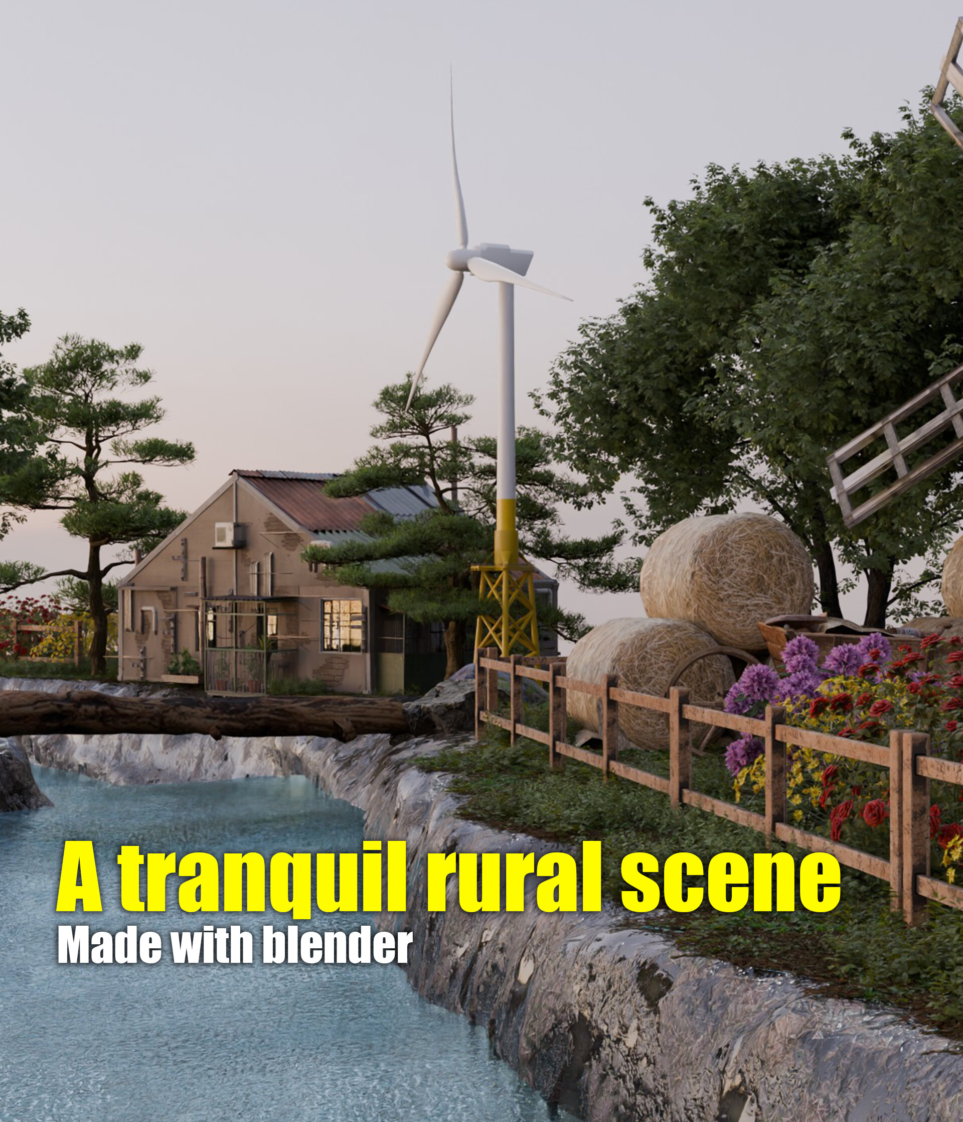 ArtStation - A tranquil rural scene ( Made with blender )