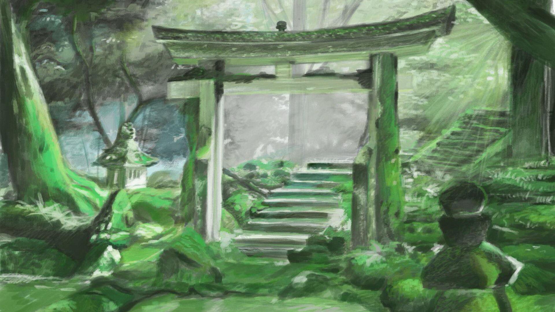 ArtStation - Painting Torri background ghibli style