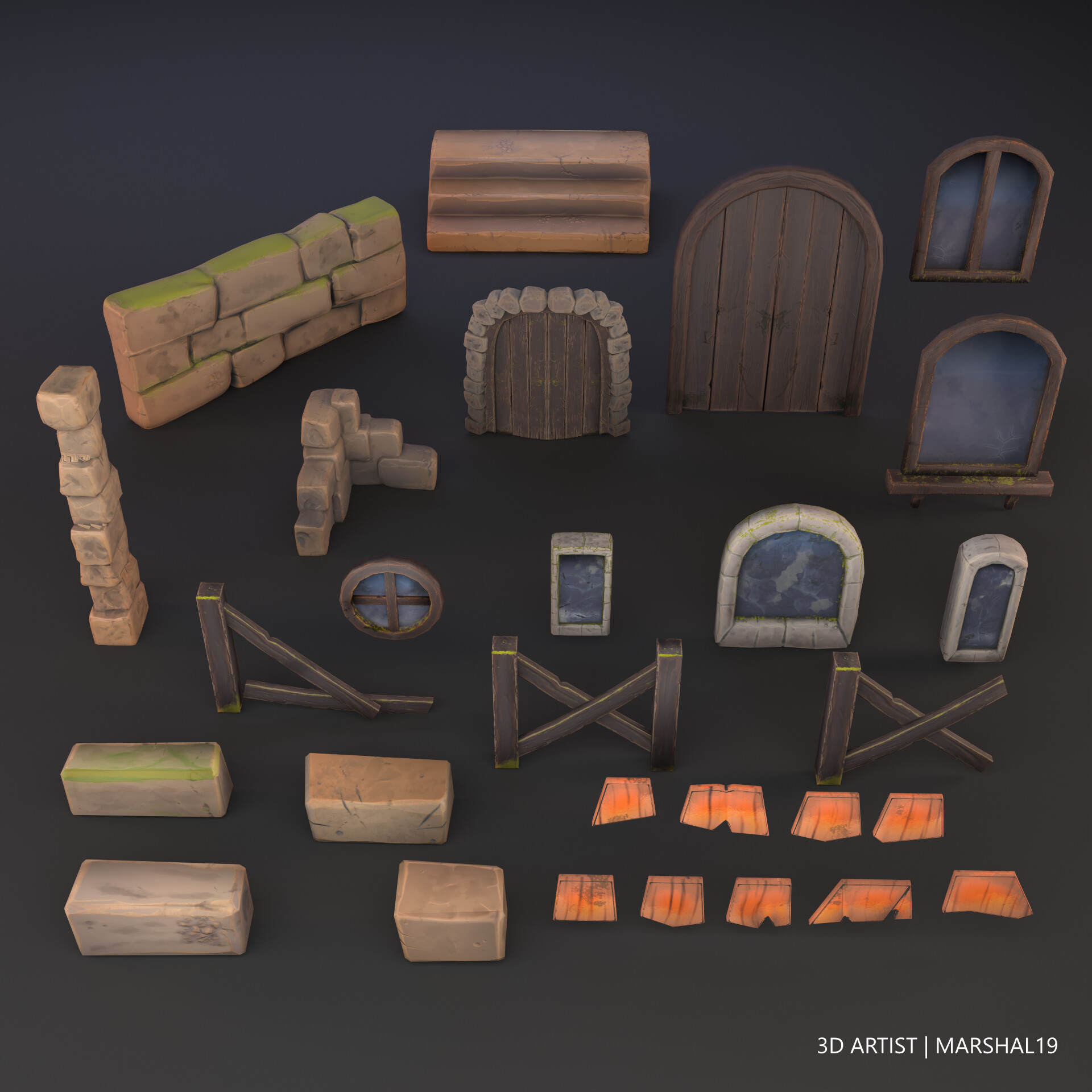ArtStation - A set of stylized lighthouse props