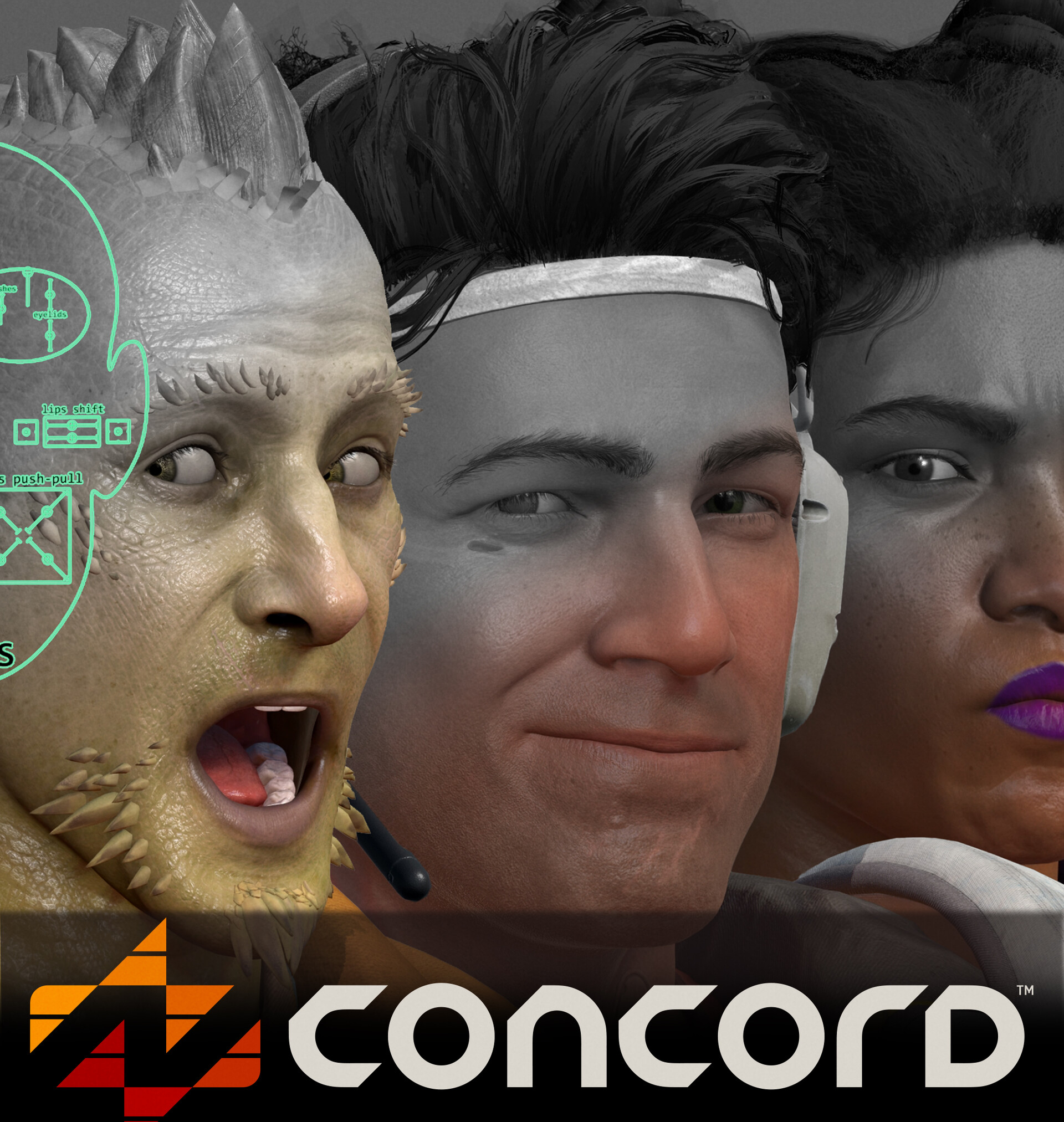 ArtStation - Concord - Facial Shapes, Wrinkle map shaders and Rigging ...