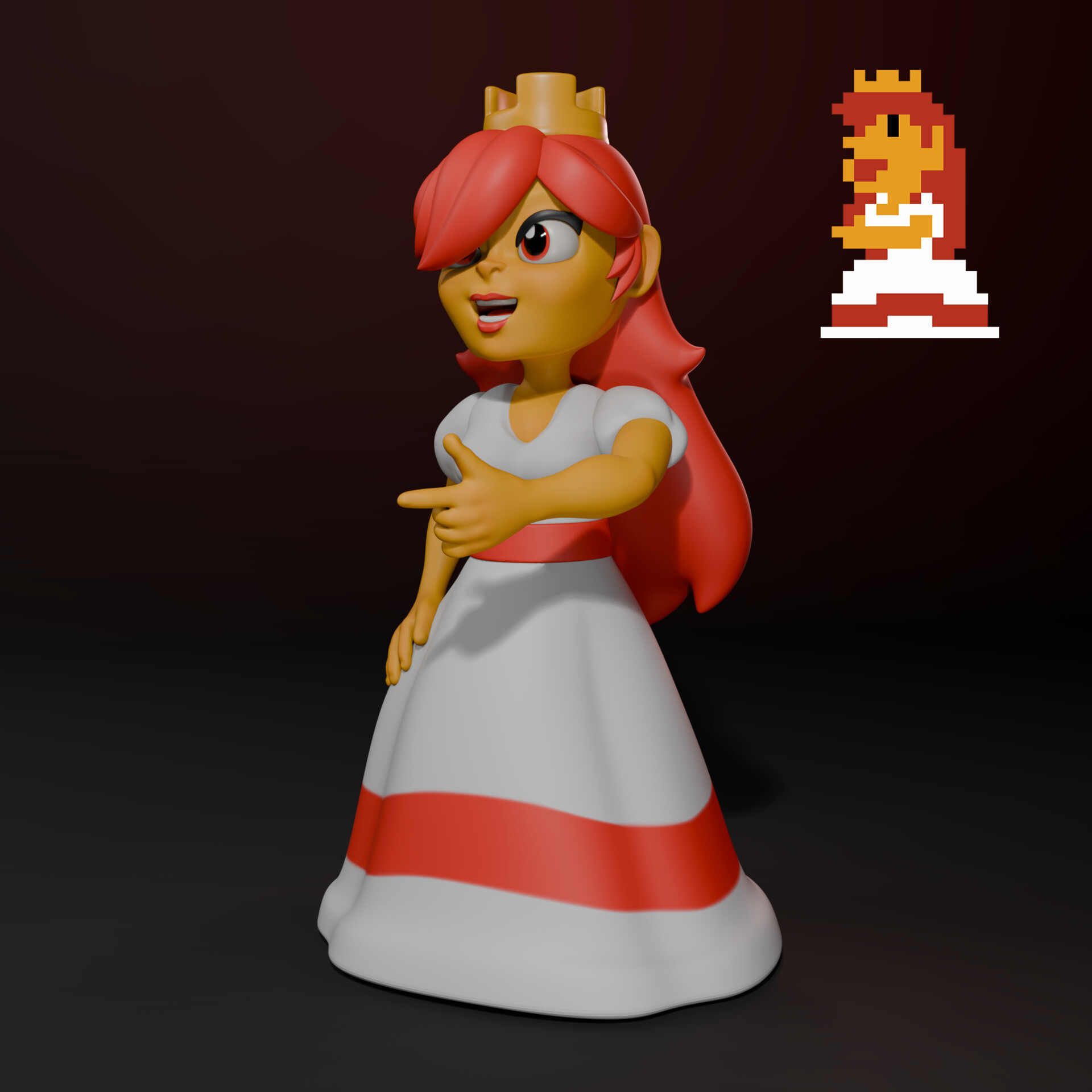 ArtStation - NES Princess Peach reimagined as 3D model 🍑