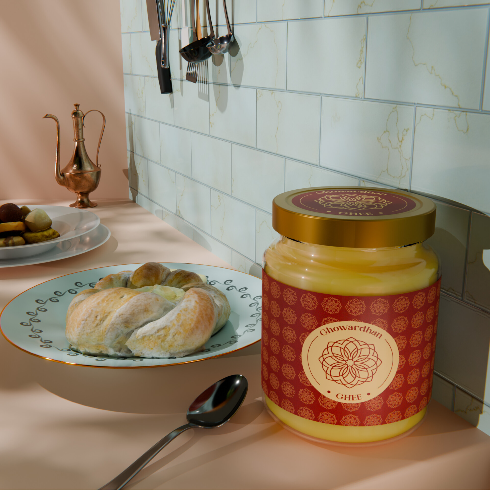 ArtStation - Ghee jar mockup