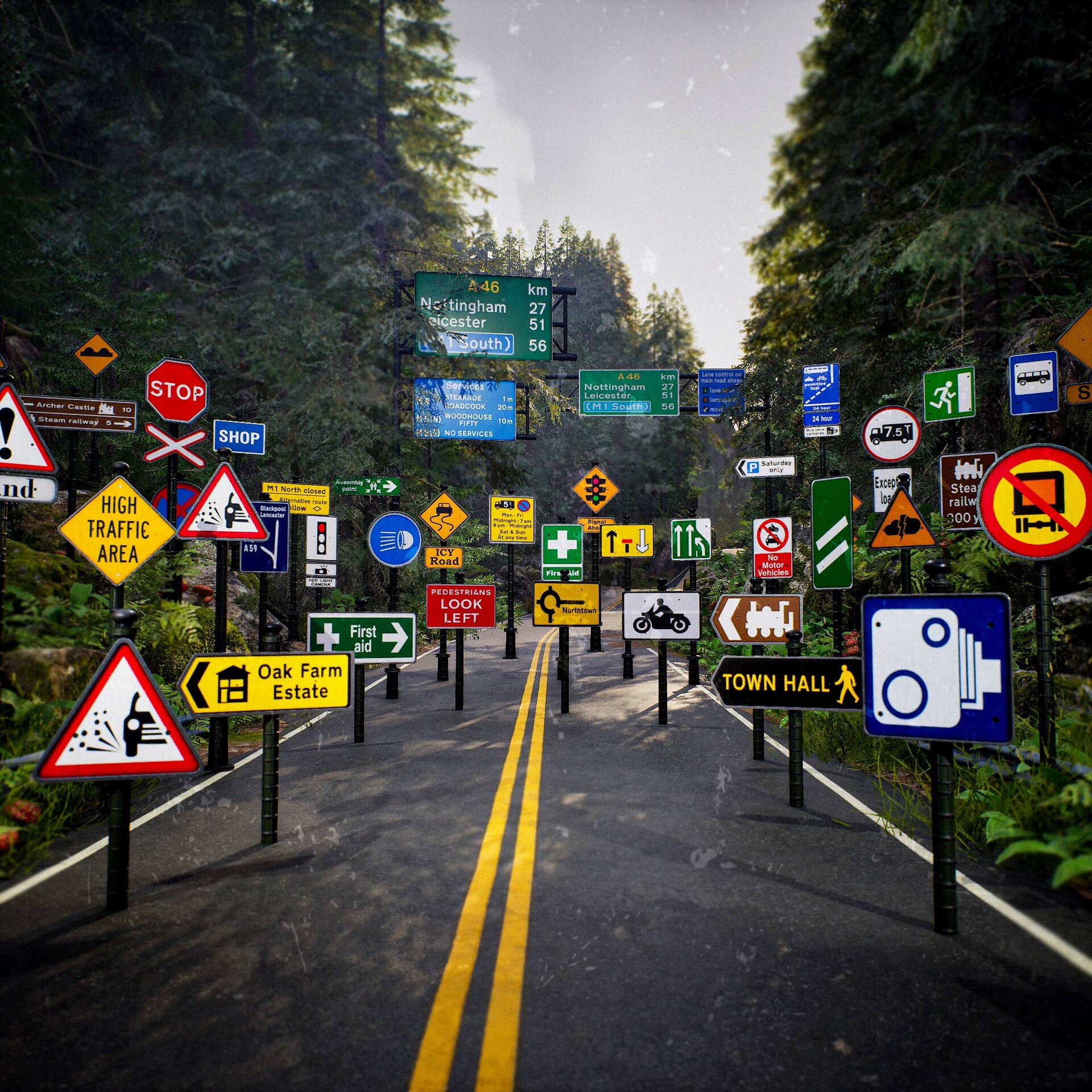 ArtStation - 900 Traffic Sign Pack - Game Ready