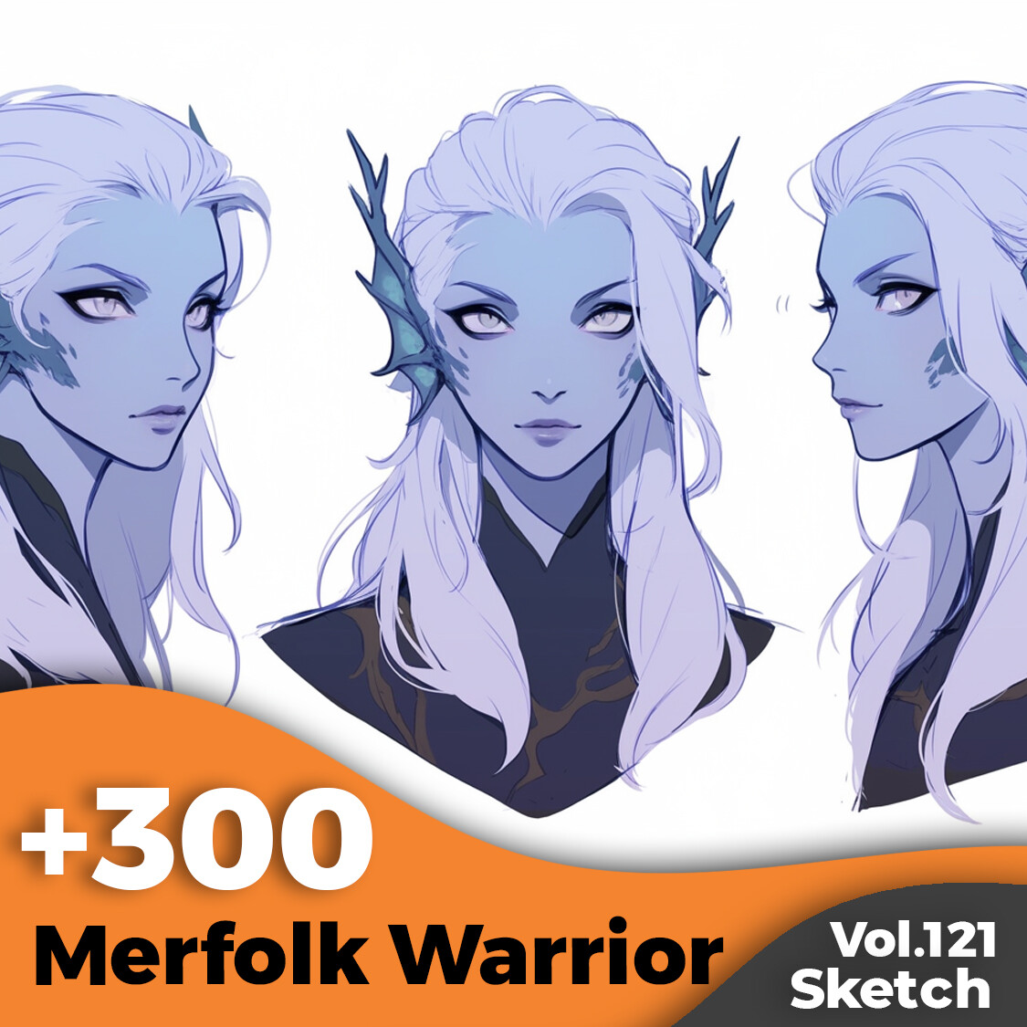 ArtStation - +300 Merfolk Warrior Sketch Reference(4k)