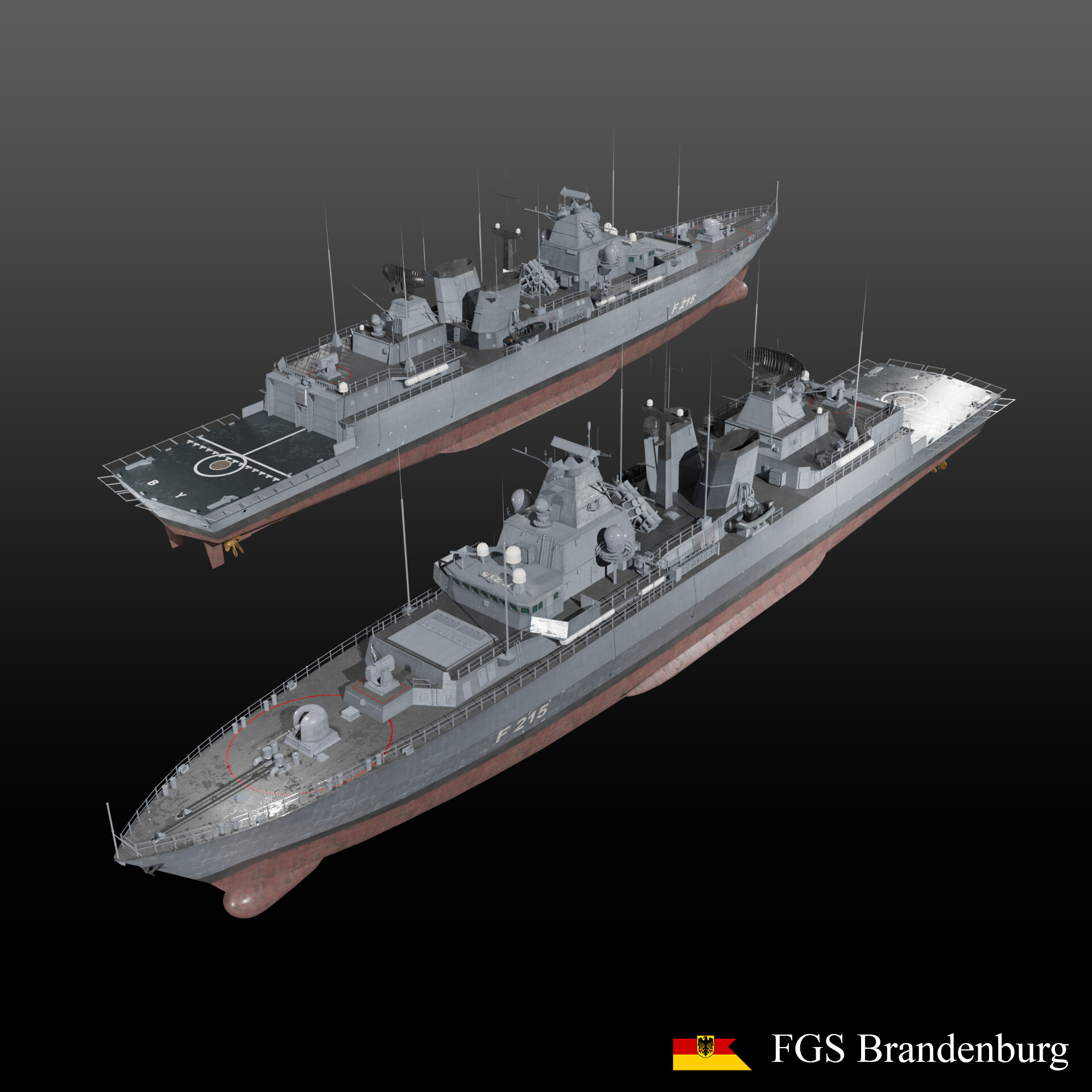 ArtStation - F123 Brandernburg class frigate game-ready model