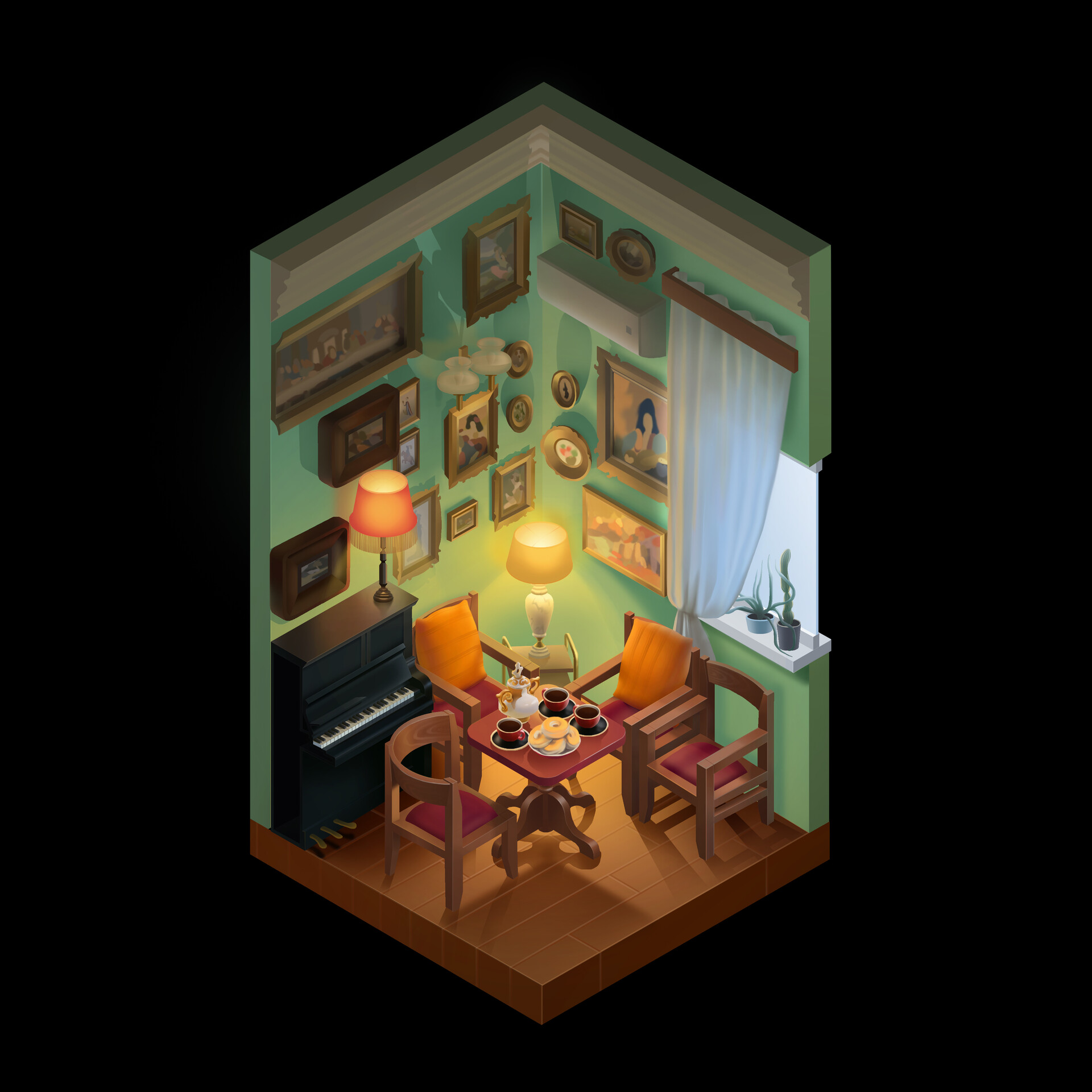 ArtStation - Isometric cafe scene