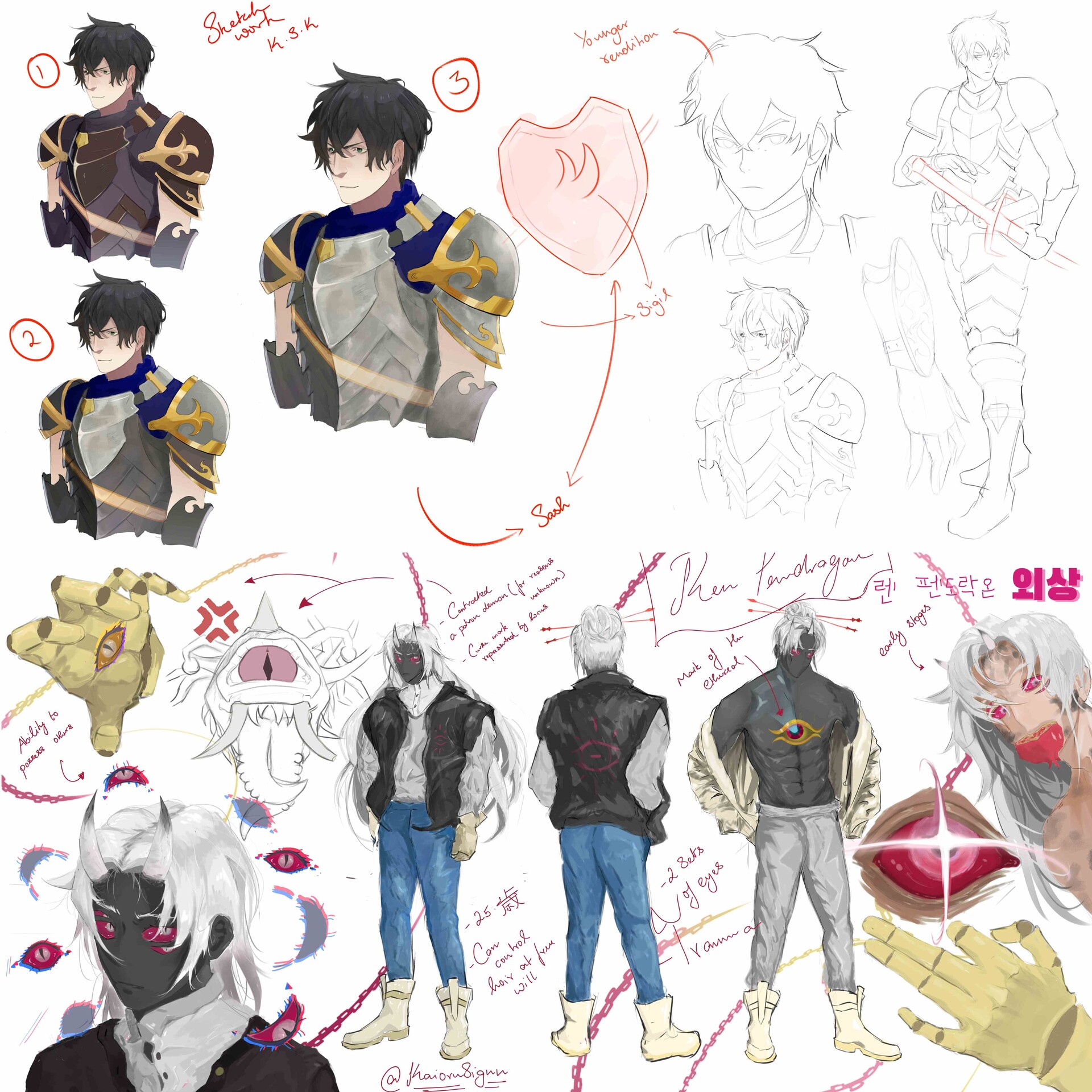 ArtStation - JRPG Character concept/ Ren Character Sheet