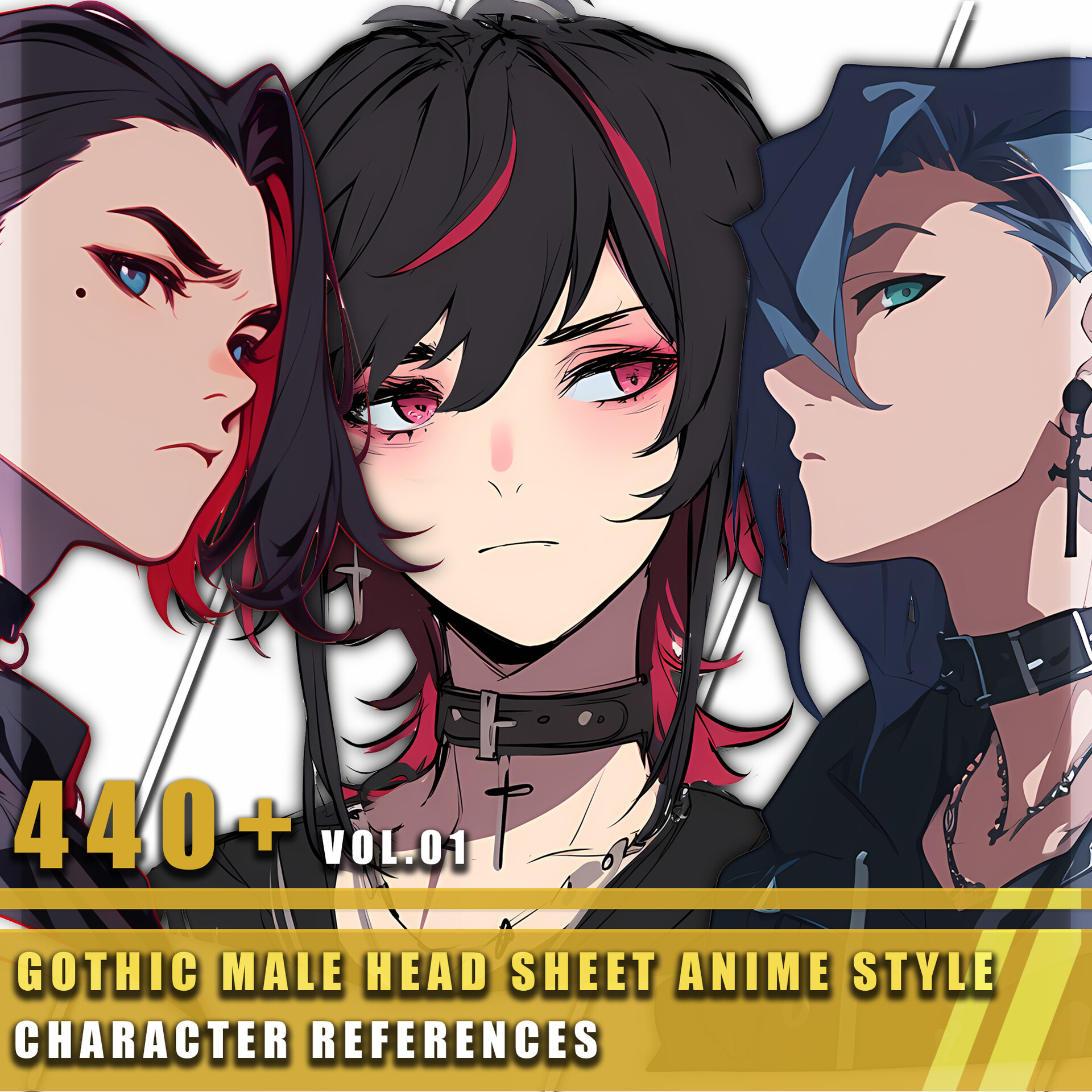 ArtStation - 440+ Gothic Male Head Sheet Anime Style - Character ...