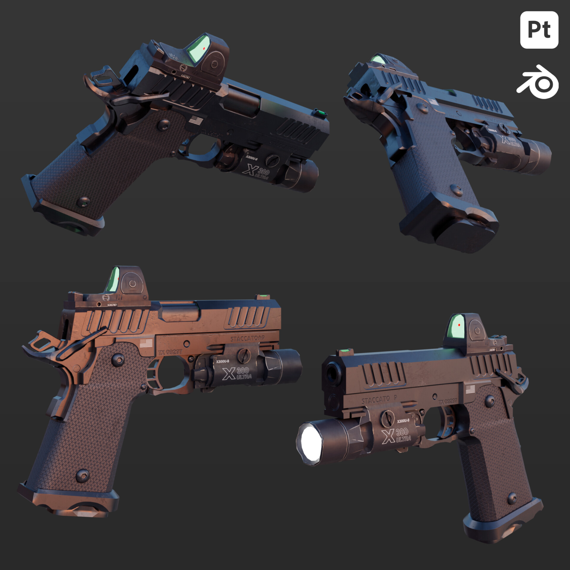 ArtStation - Weapon Pistol (STI-STACCATO-P 2011) Game Ready