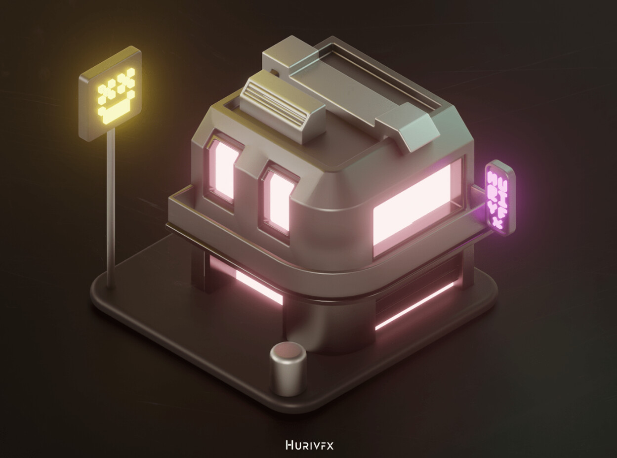 ArtStation - Low Poly | Cyberpunk Building