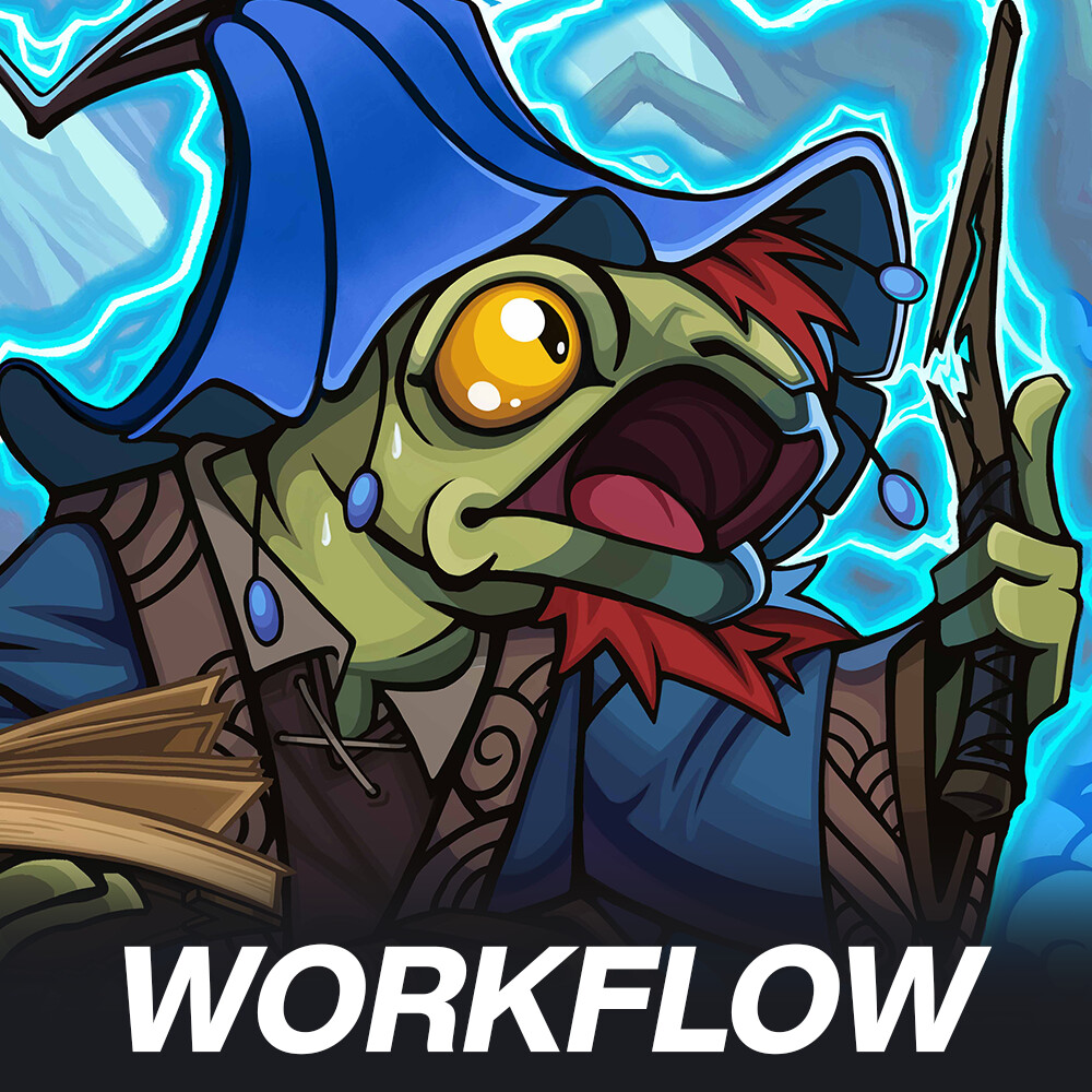 DigitalNewO - Workflow - "Flubs the Fool" custom MTG fan artwork